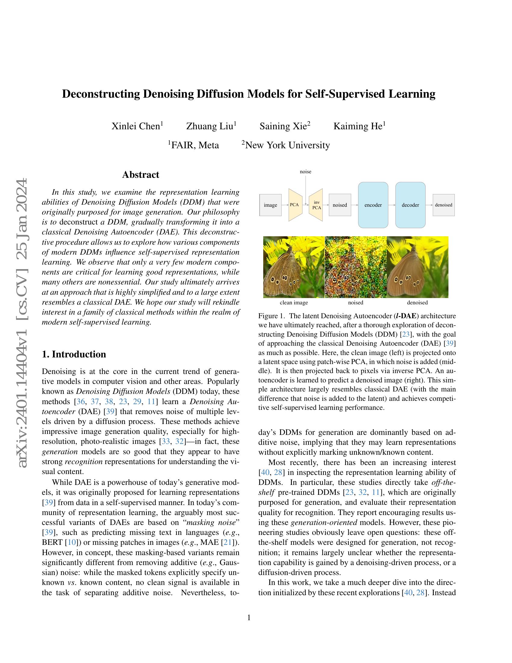 Deconstructing Denoising Diffusion Models for Self-Supervised Learning ...
