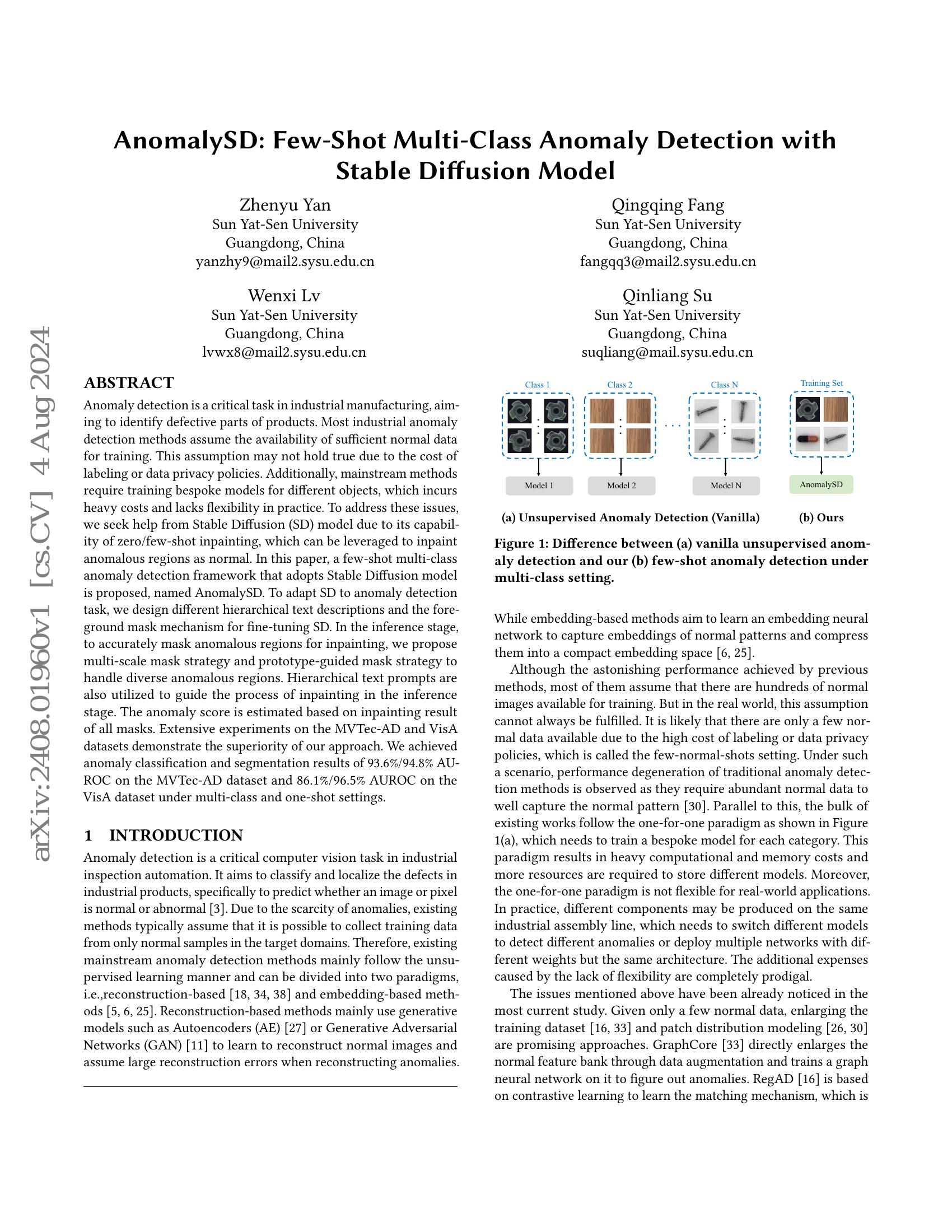 AnomalySD: Few-Shot Multi-Class Anomaly Detection with Stable Diffusion ...