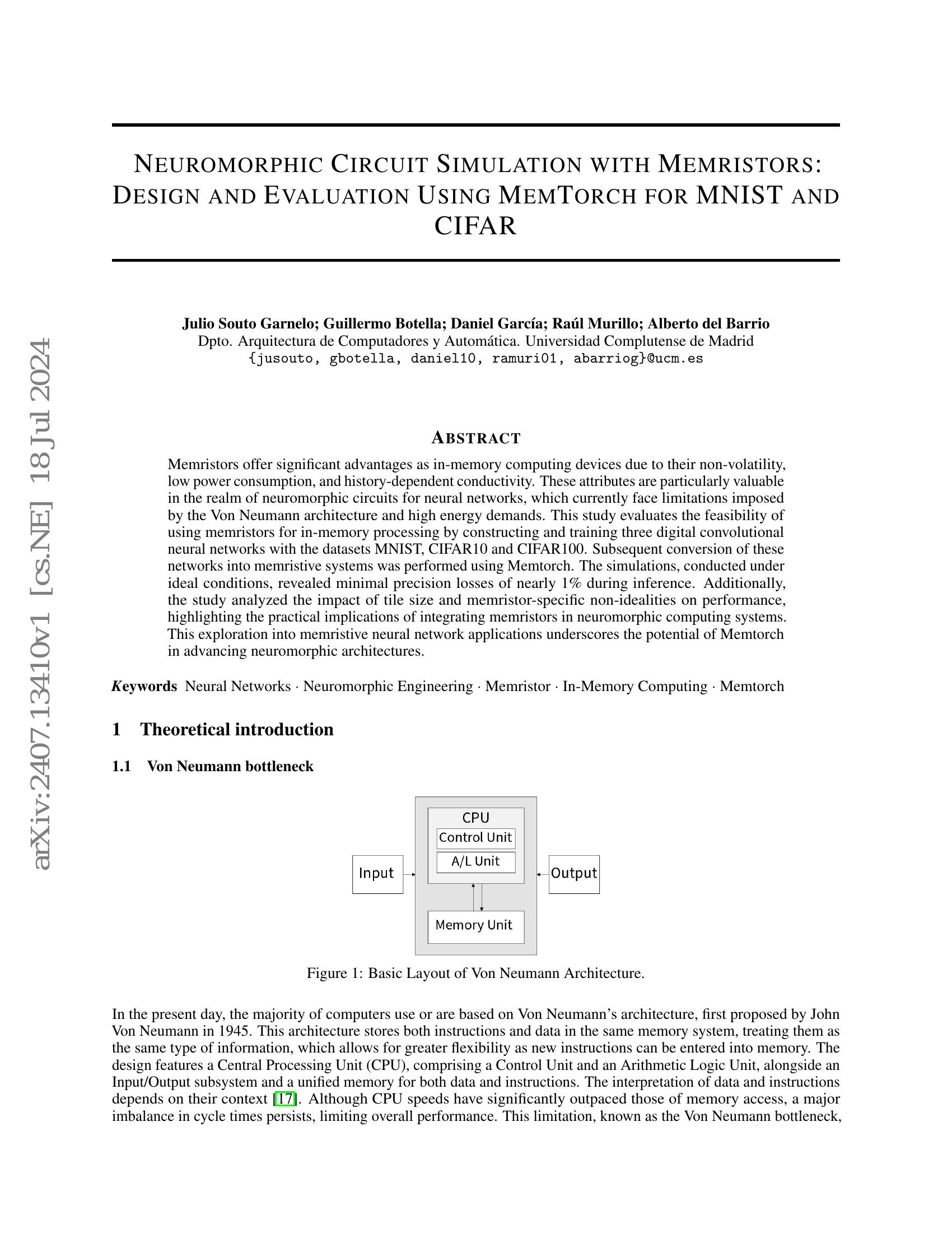Neuromorphic Circuit Simulation with Memristors: Design and Evaluation ...