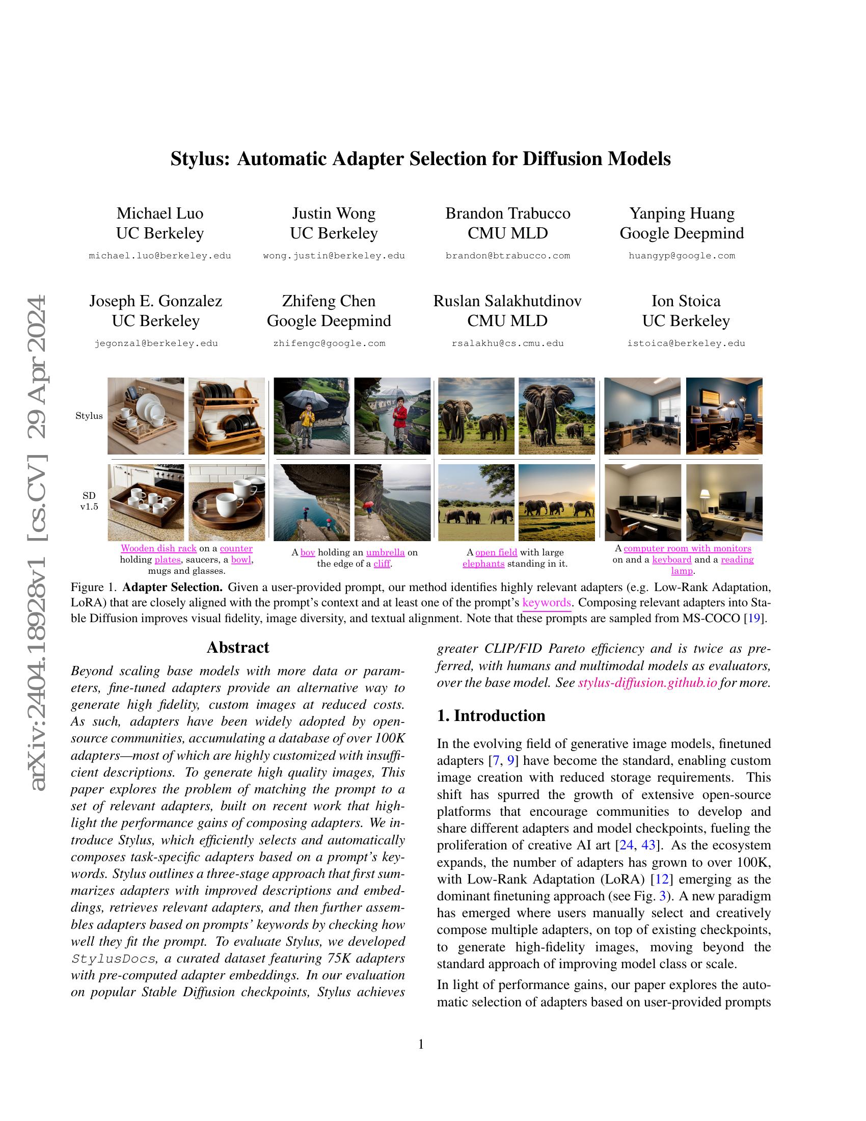 Stylus: Automatic Adapter Selection for Diffusion Models - 智源社区论文