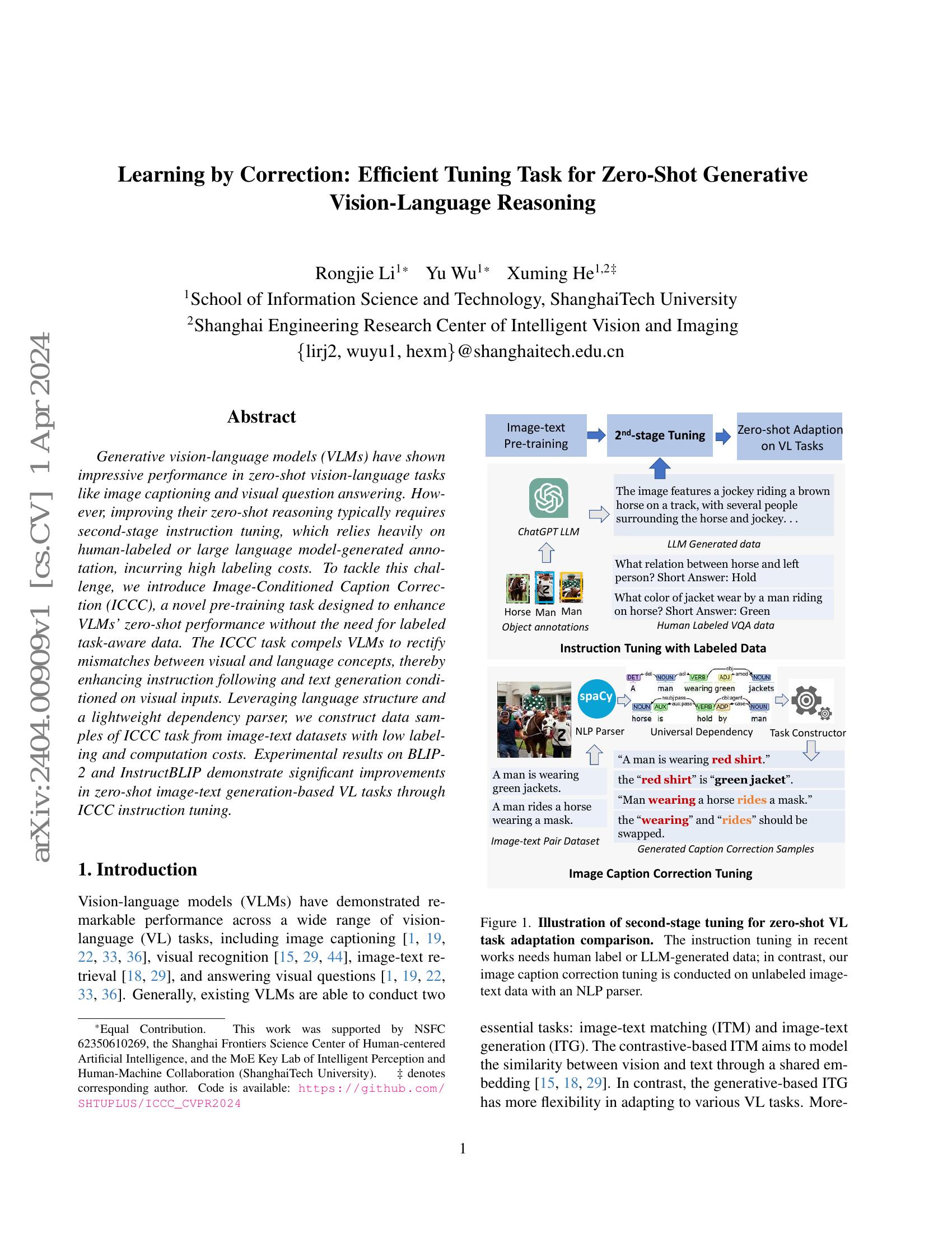Learning by Correction: Efficient Tuning Task for Zero-Shot Generative Vision-Language Reasoning ...