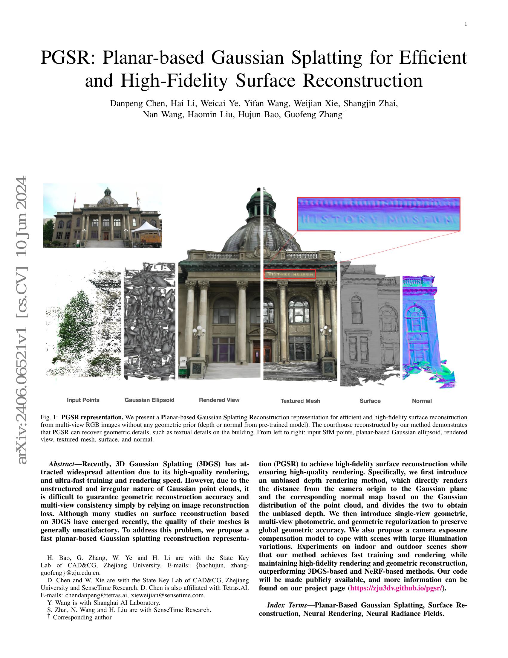 PGSR: Planar-based Gaussian Splatting for Efficient and High-Fidelity ...