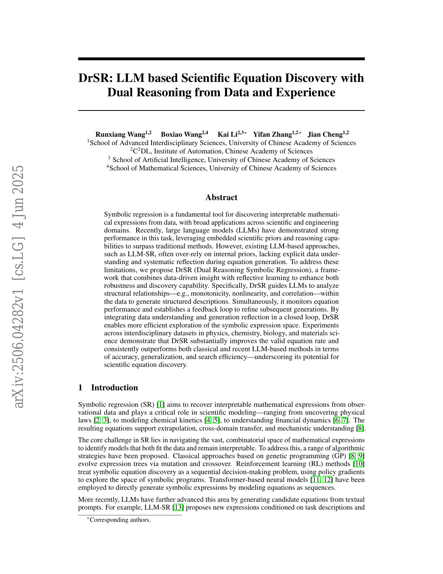 DrSR: LLM based Scientific Equation Discovery with Dual Reasoning from ...