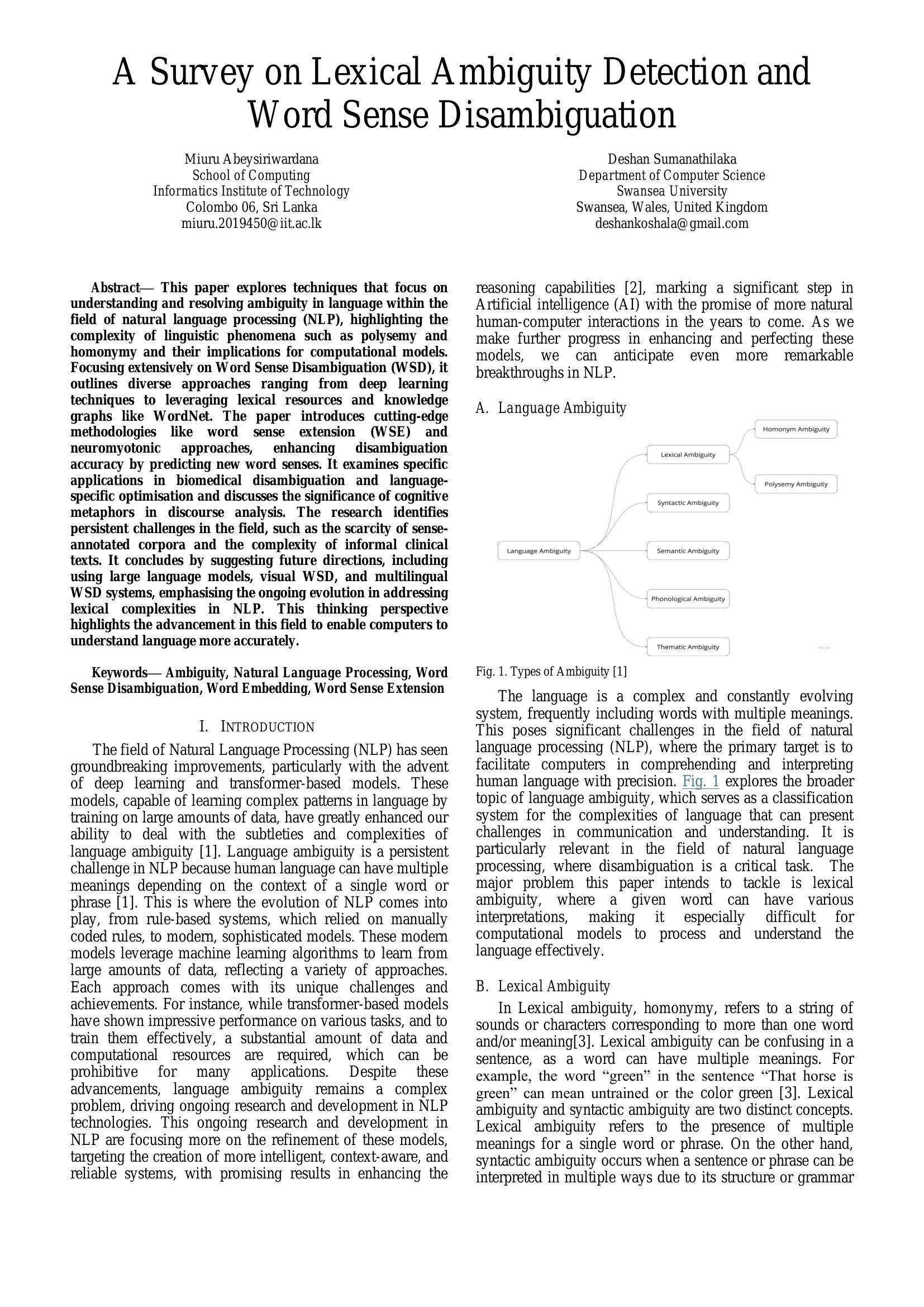 A Survey on Lexical Ambiguity Detection and Word Sense Disambiguation ...