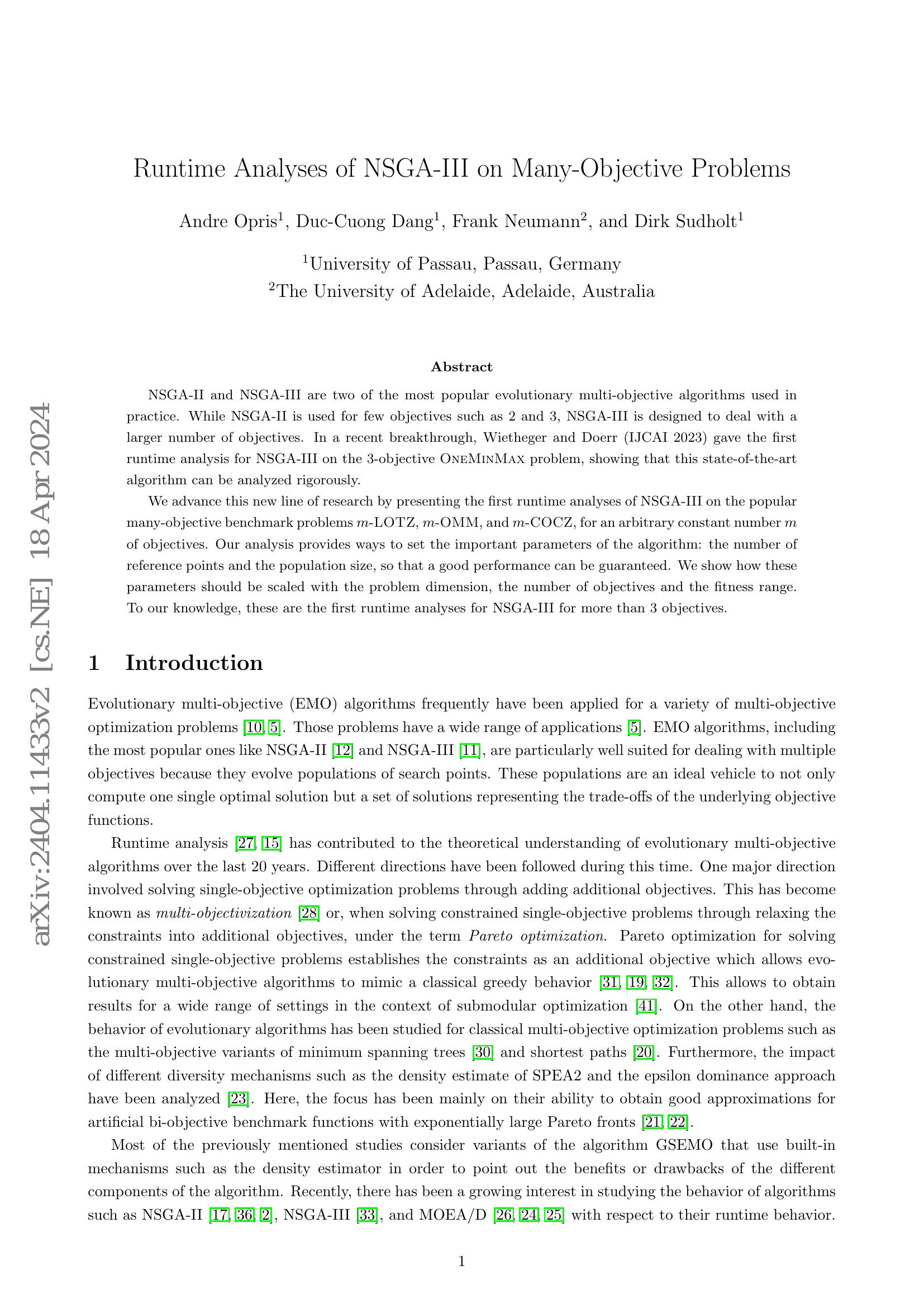 Runtime Analyses of NSGA-III on Many-Objective Problems - 智源社区论文