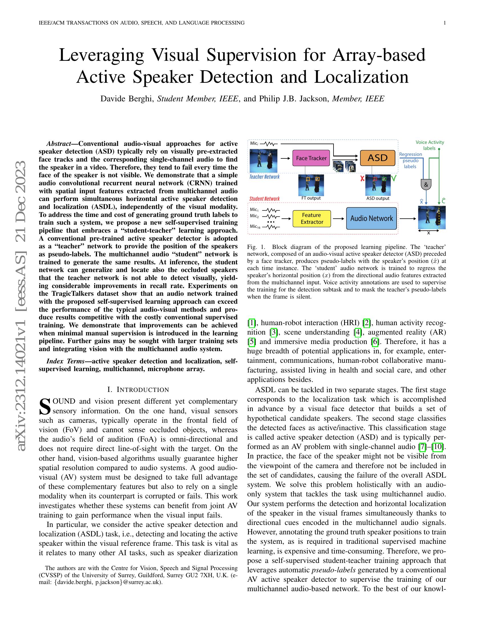Leveraging Visual Supervision for Array-based Active Speaker Detection and Localization - 智源社区论文