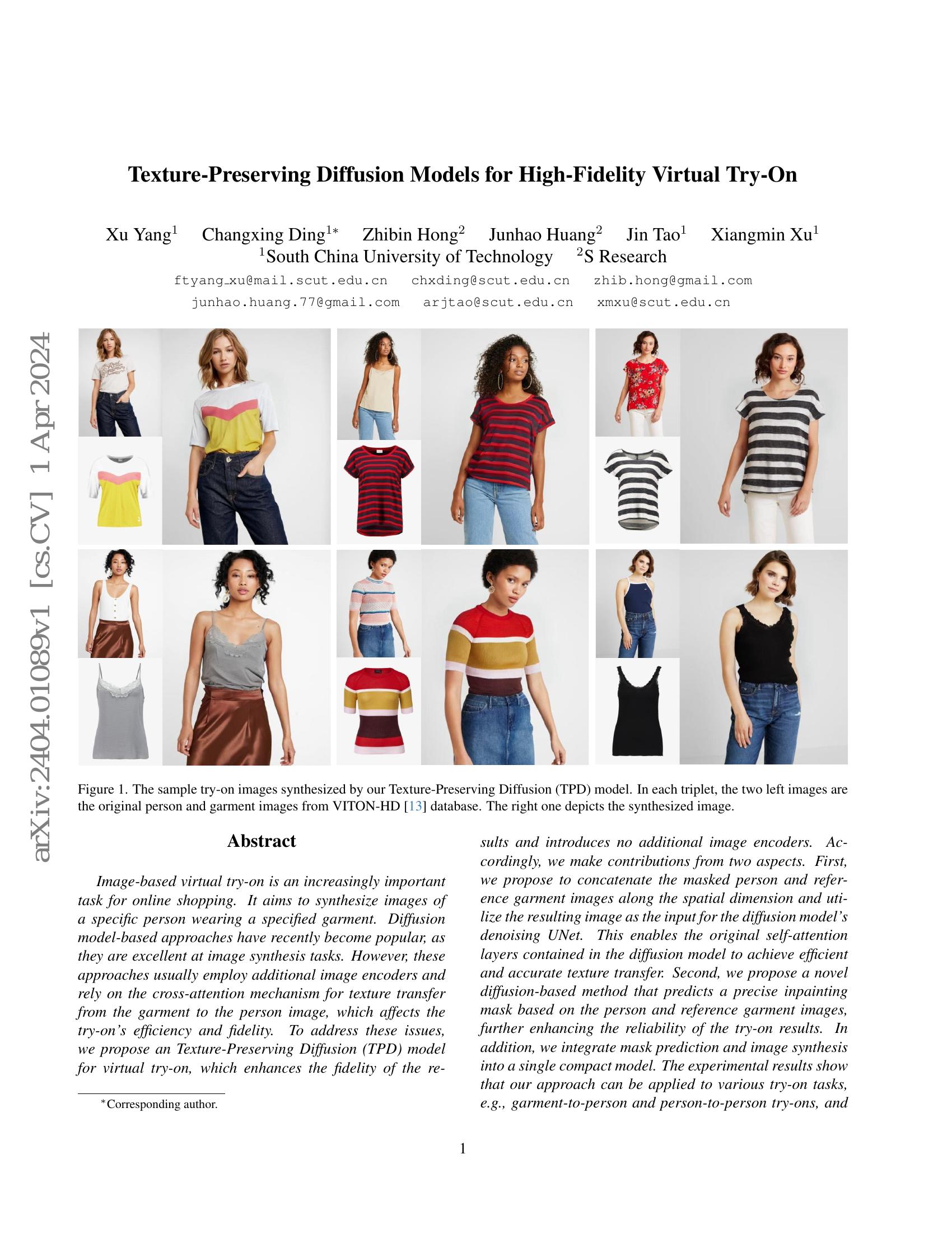 Texture-Preserving Diffusion Models for High-Fidelity Virtual Try-On ...