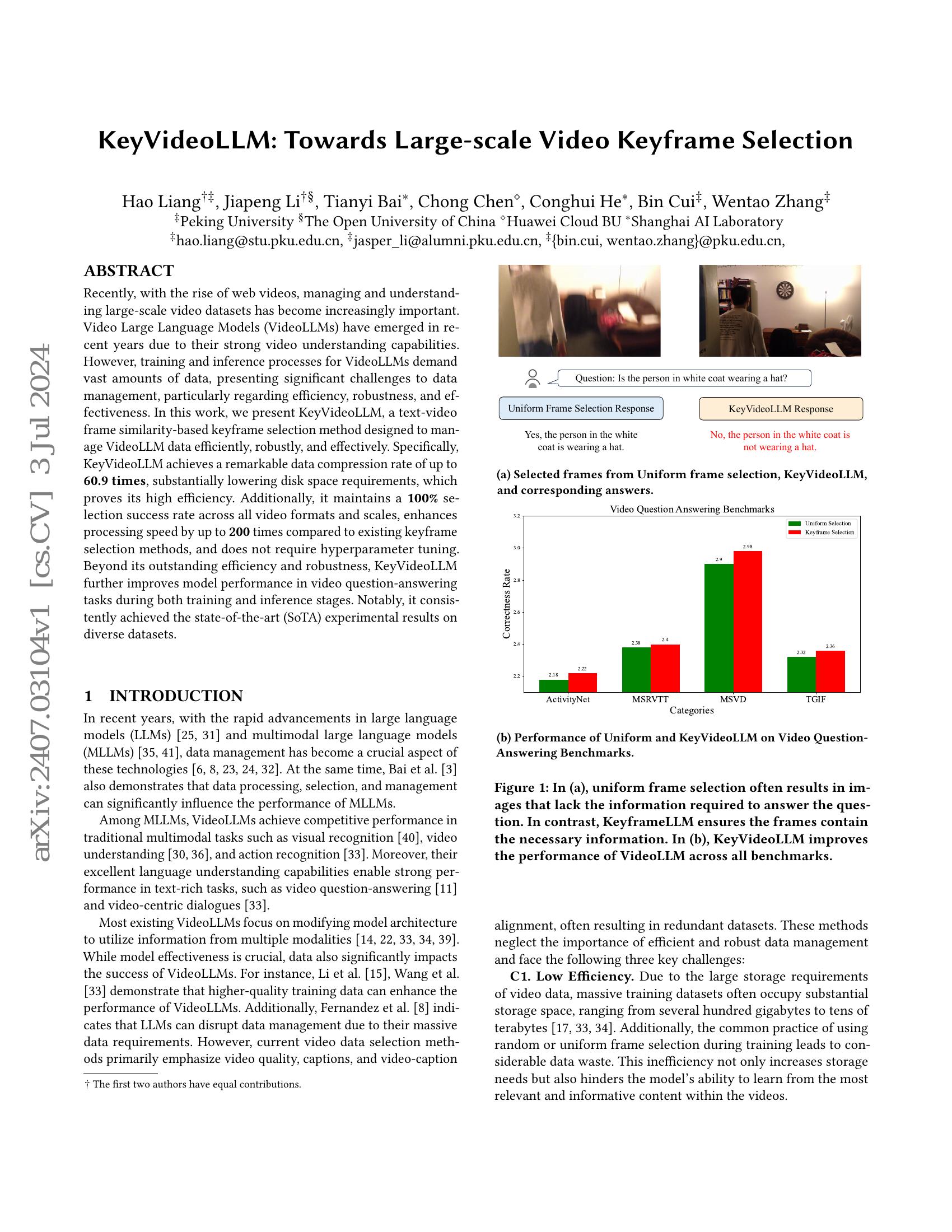 KeyVideoLLM: Towards Large-scale Video Keyframe Selection - 智源社区论文