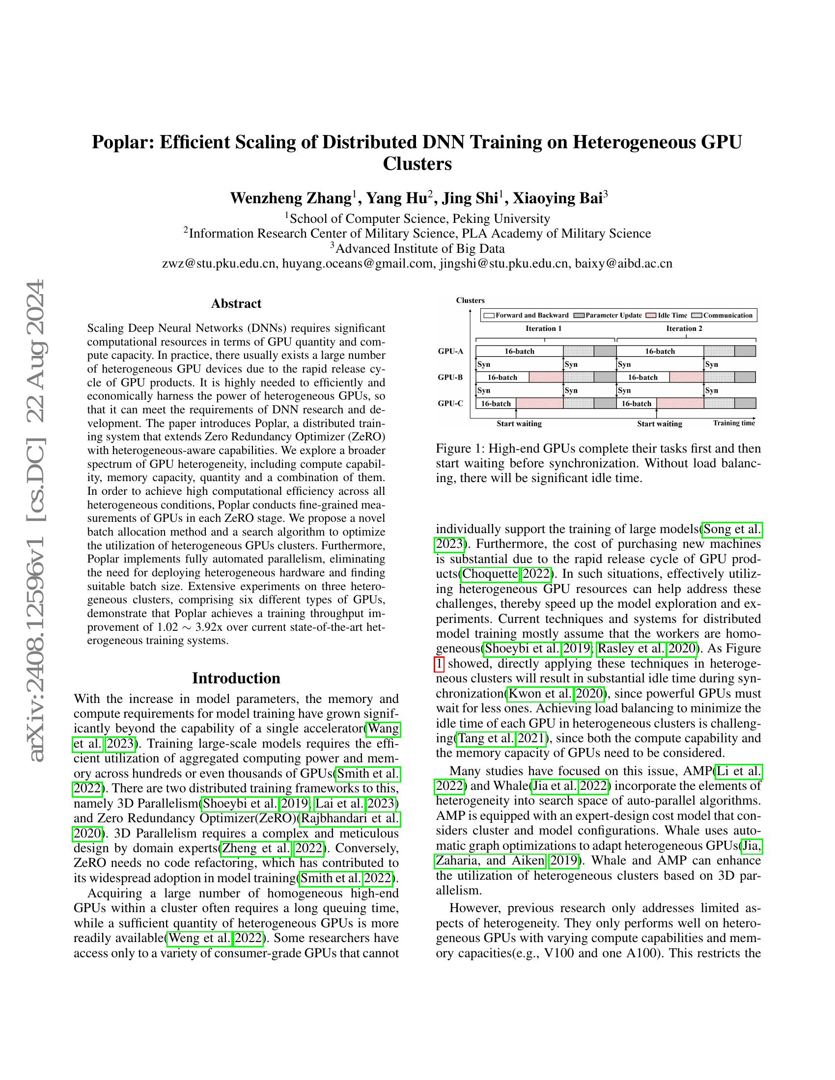 Poplar: Efficient Scaling of Distributed DNN Training on Heterogeneous GPU Clusters - 智源社区论文