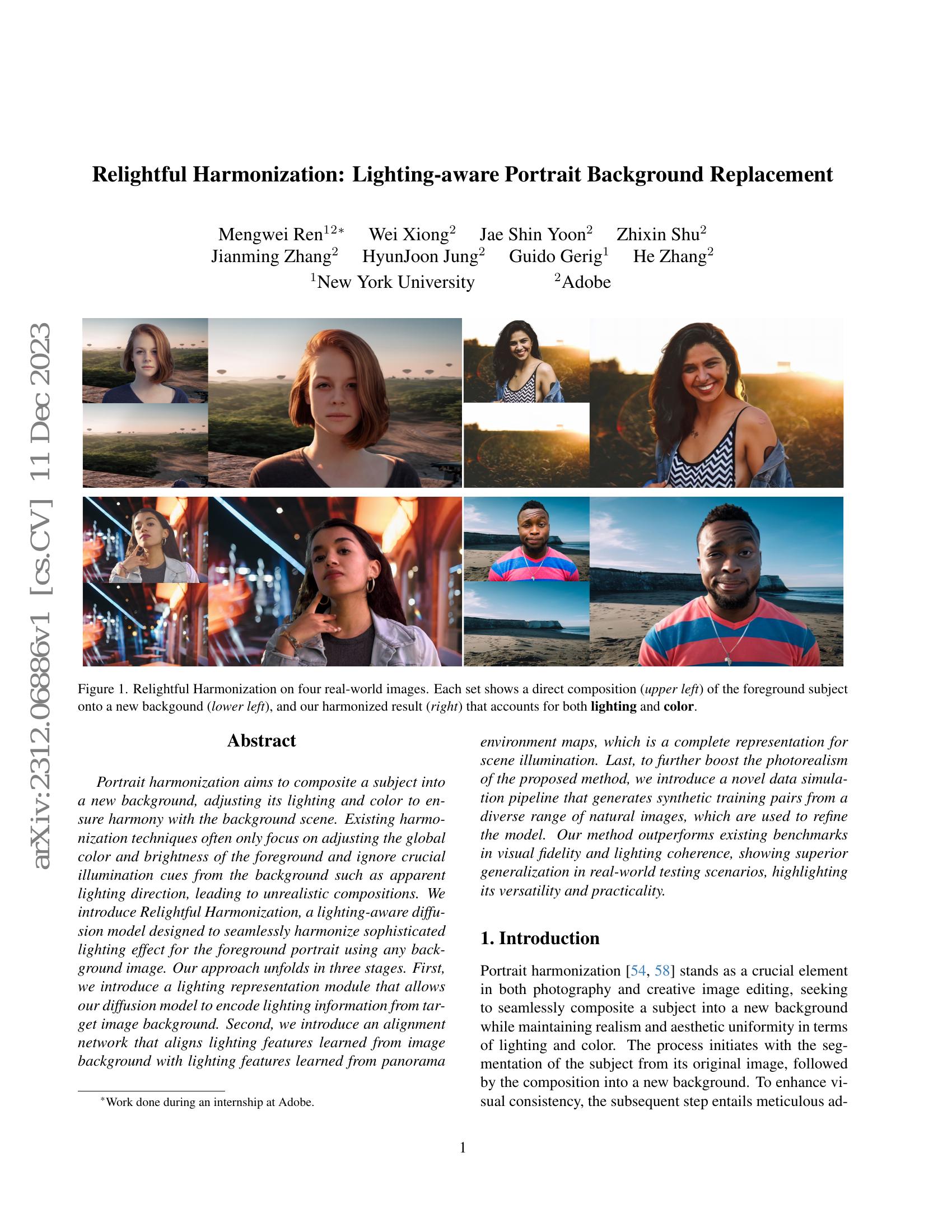 Relightful Harmonization: Lighting-aware Portrait Background Replacement - 智源社区论文