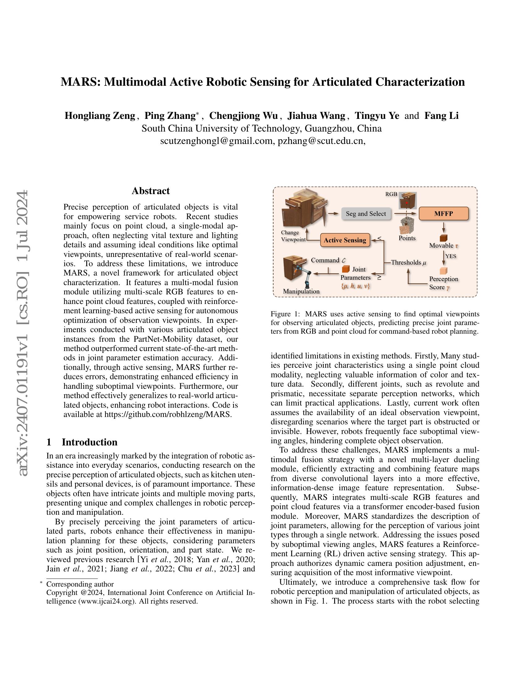MARS: Multimodal Active Robotic Sensing for Articulated ...