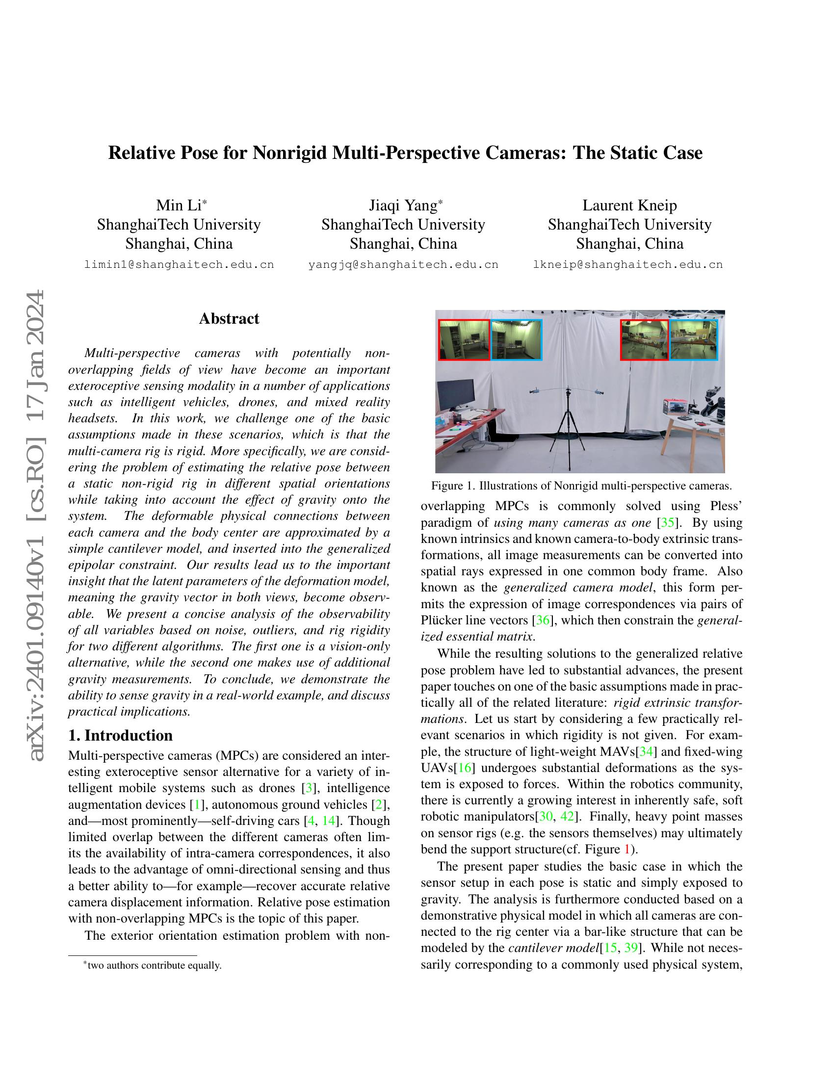 Relative Pose for Nonrigid Multi-Perspective Cameras: The Static Case - 智源社区论文