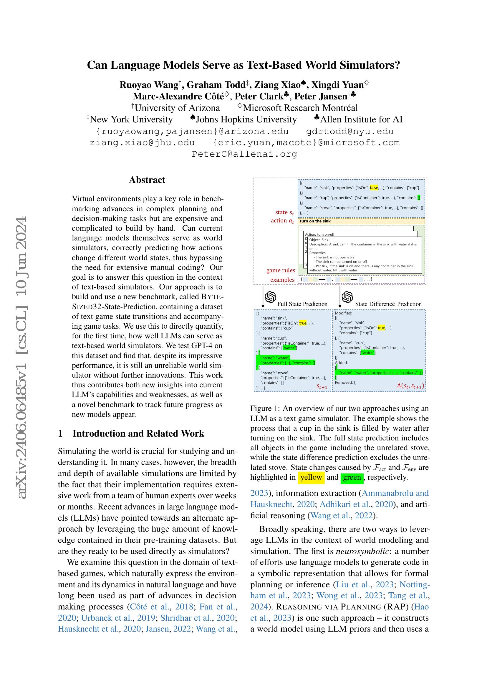 Can Language Models Serve as Text-Based World Simulators? - 智源社区论文