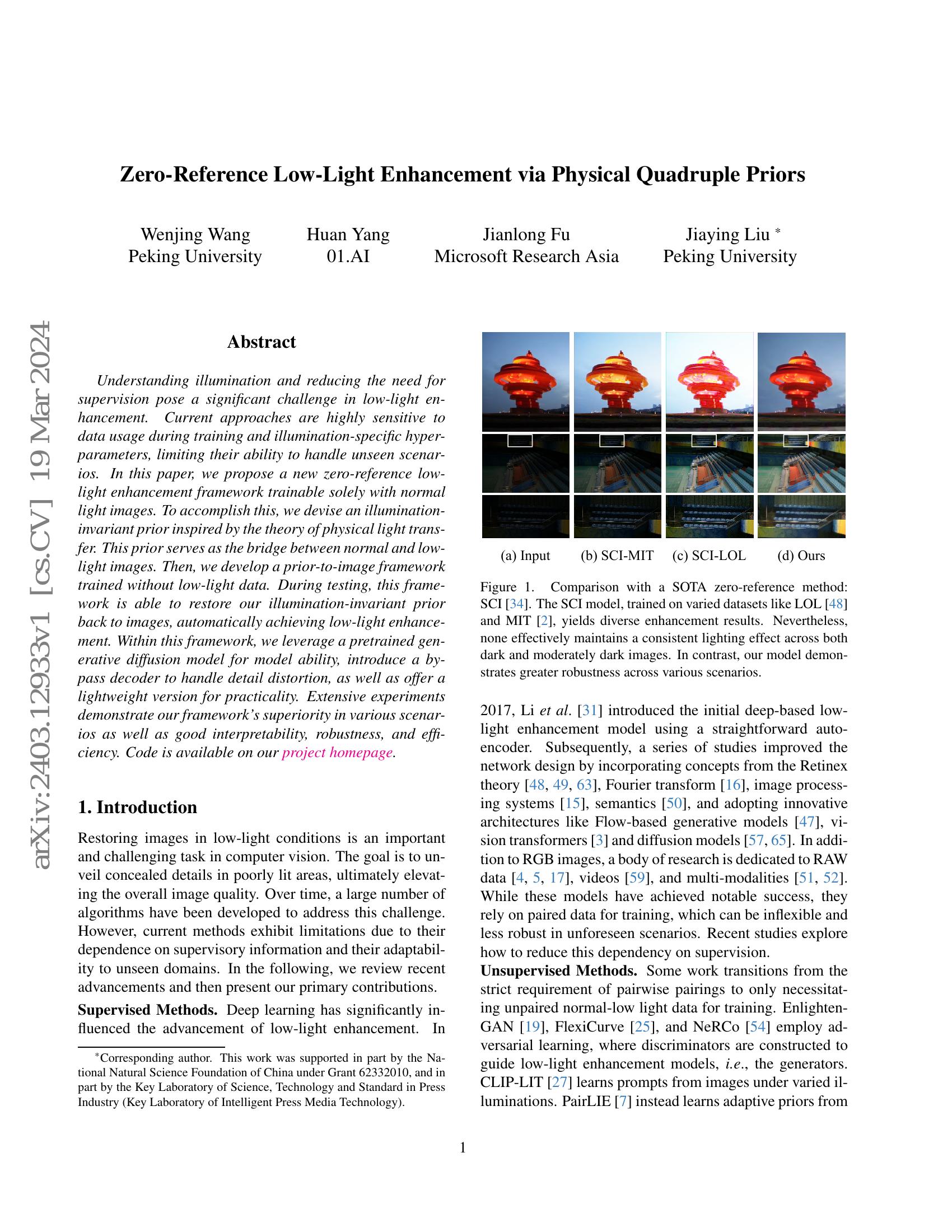 Zero-Reference Low-Light Enhancement via Physical Quadruple Priors - 智源社区论文