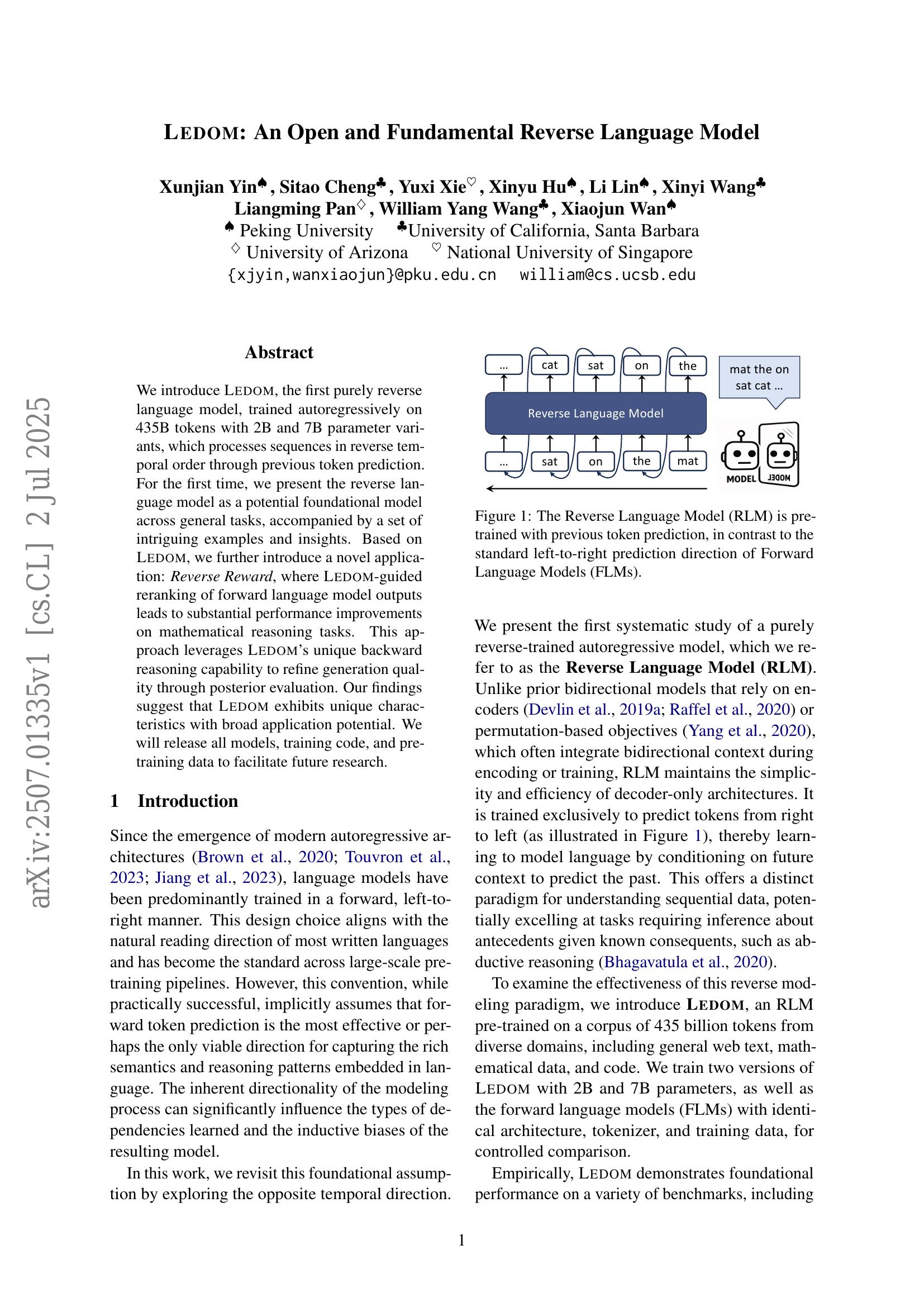 LEDOM: An Open and Fundamental Reverse Language Model - 智源社区论文