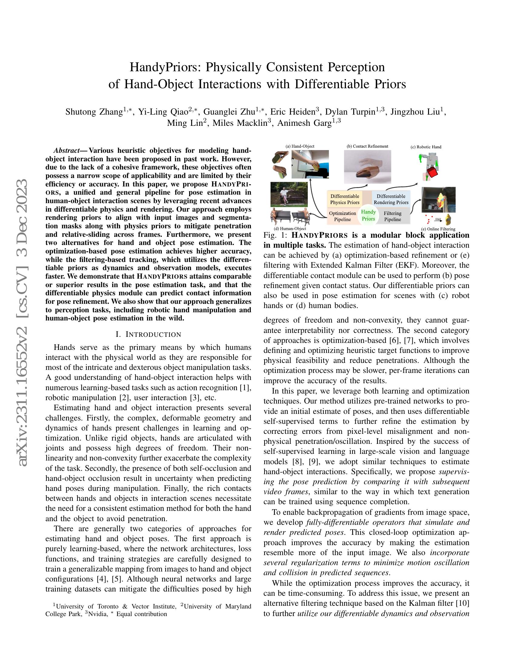 HandyPriors: Physically Consistent Perception of Hand-Object Interactions with Differentiable ...