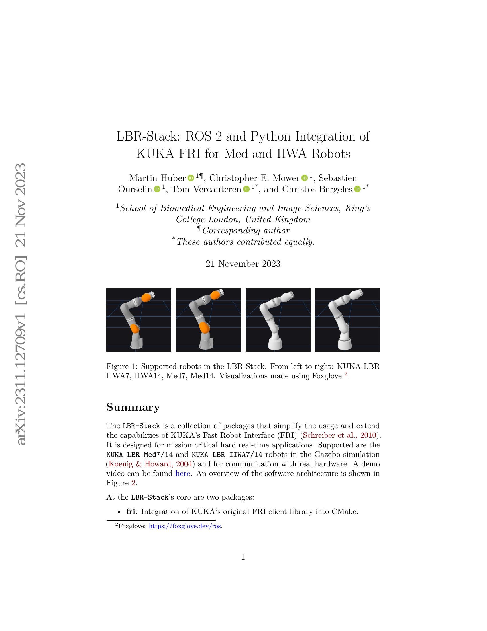 LBR-Stack: ROS 2 and Python Integration of KUKA FRI for Med and IIWA Robots - 智源社区论文