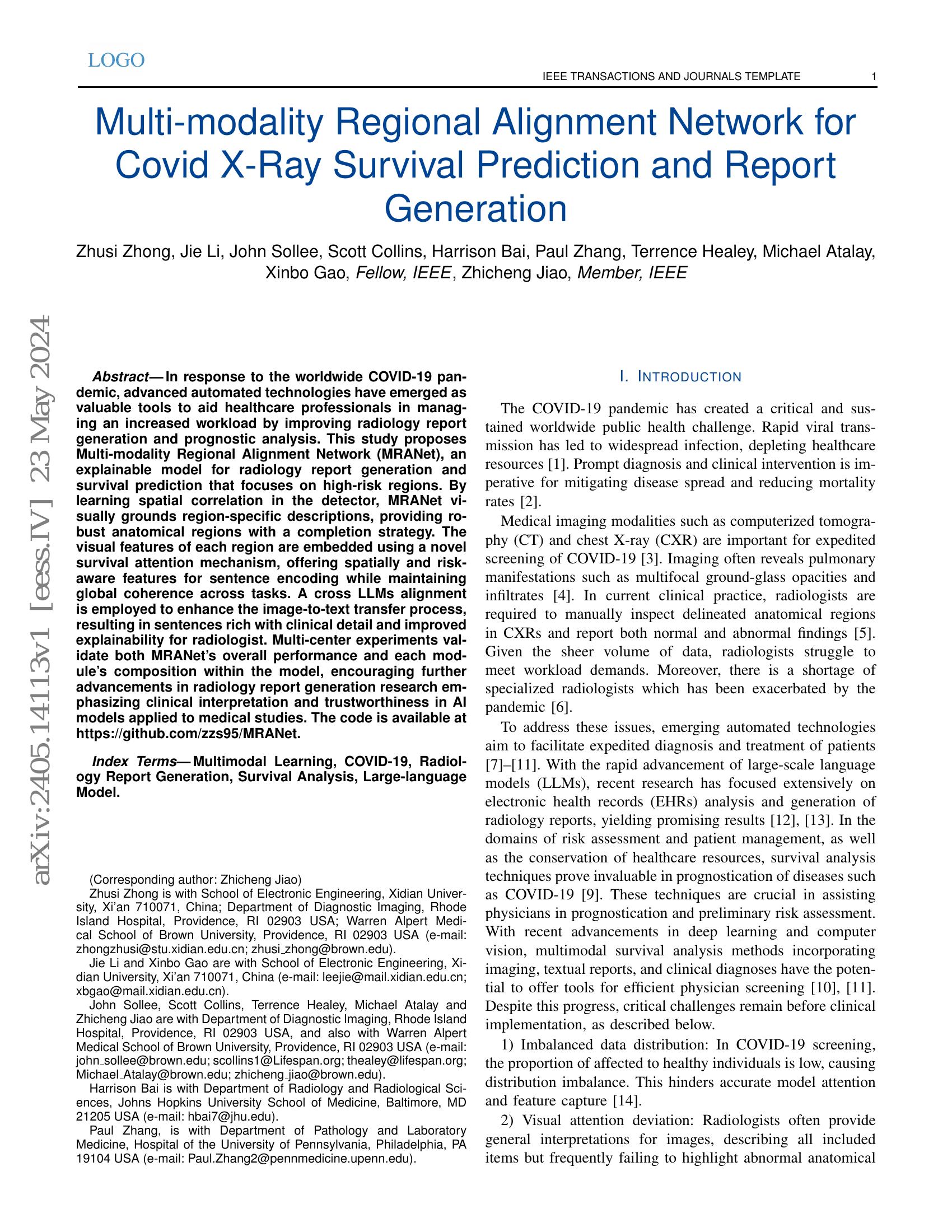 Multi-modality Regional Alignment Network for Covid X-Ray Survival ...