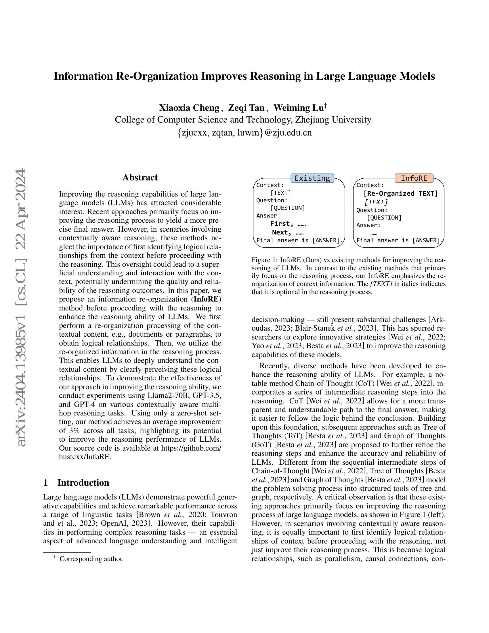 Information Re-Organization Improves Reasoning in Large Language Models ...