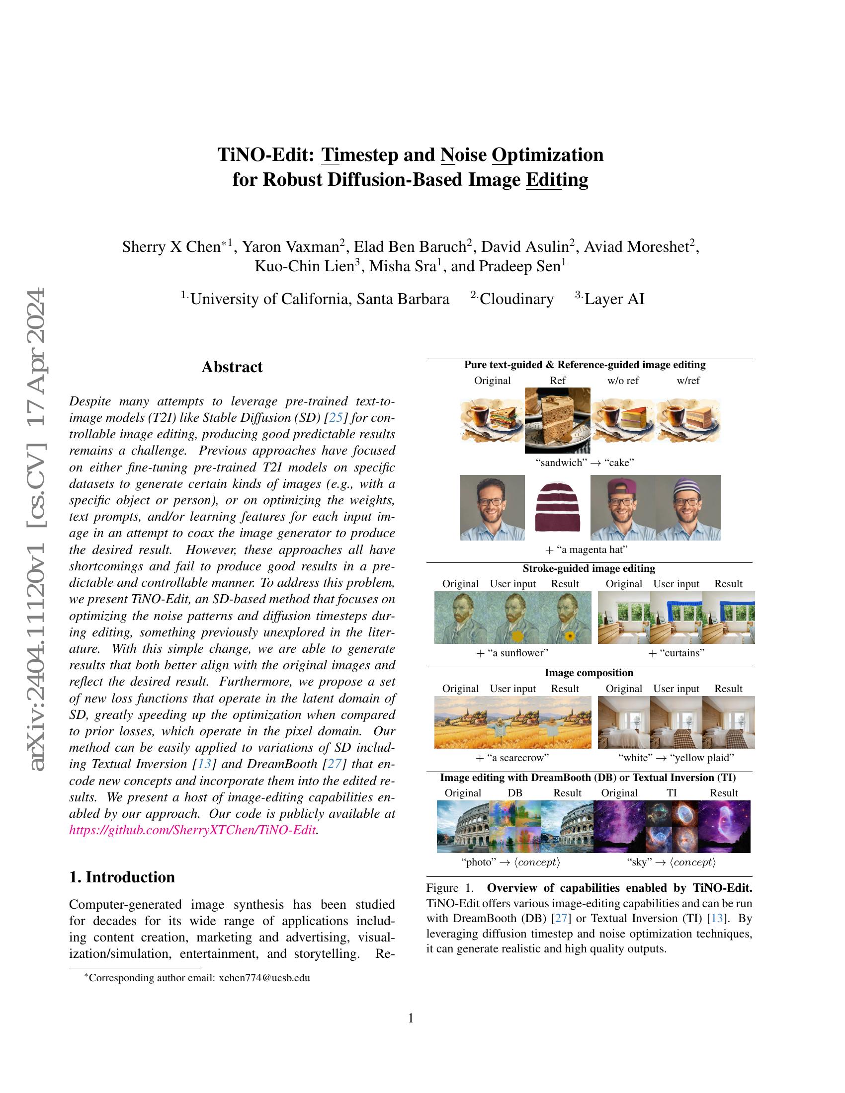 TiNO-Edit: Timestep and Noise Optimization for Robust Diffusion-Based Image Editing - 智源社区论文