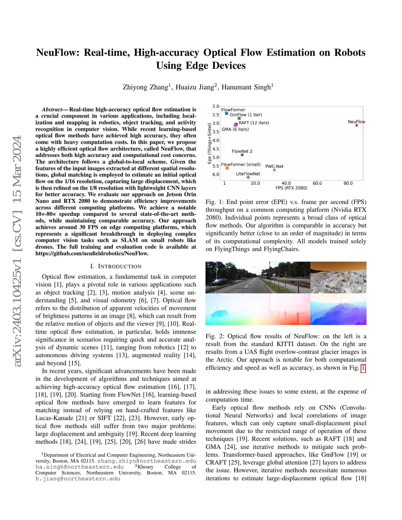 NeuFlow: Real-time, High-accuracy Optical Flow Estimation on Robots Using Edge Devices - 智源社区论文