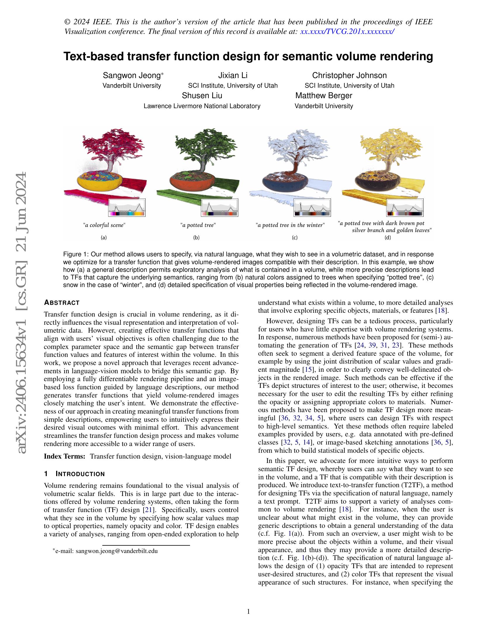 Text-based Transfer Function Design for Semantic Volume Rendering - 智源社区论文