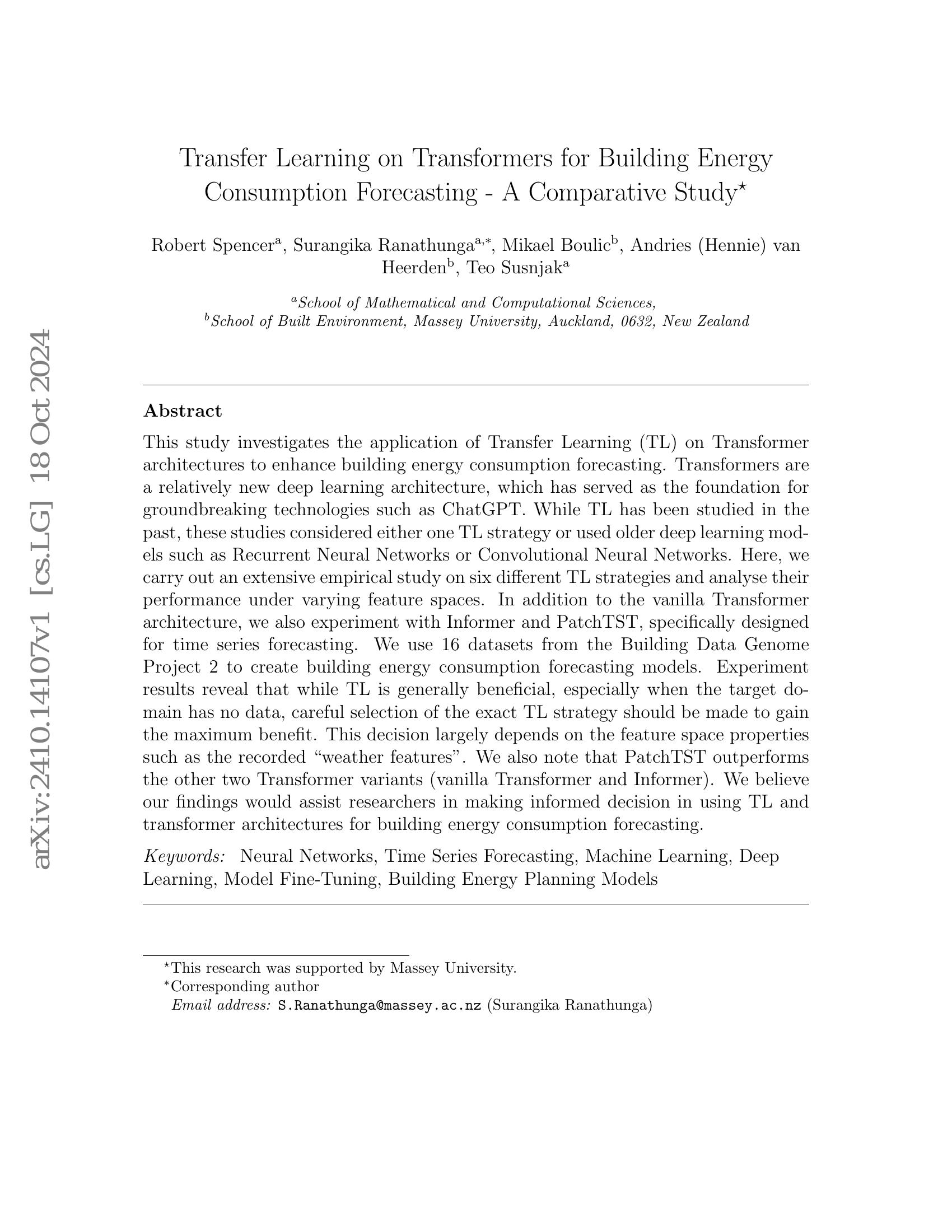 Transfer Learning on Transformers for Building Energy Consumption ...