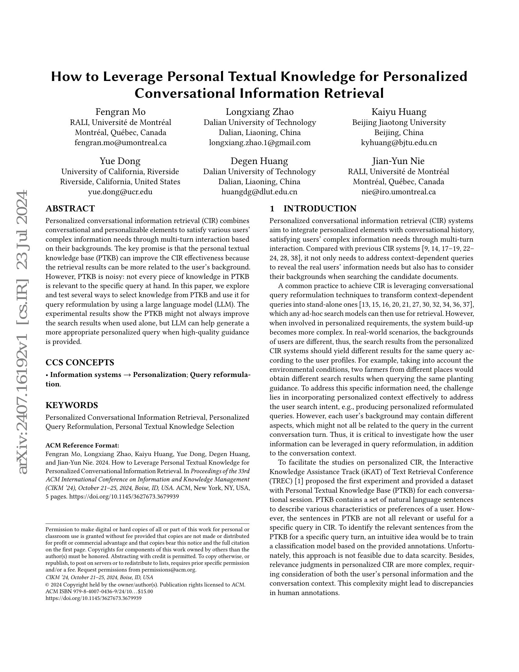 How to Leverage Personal Textual Knowledge for Personalized ...