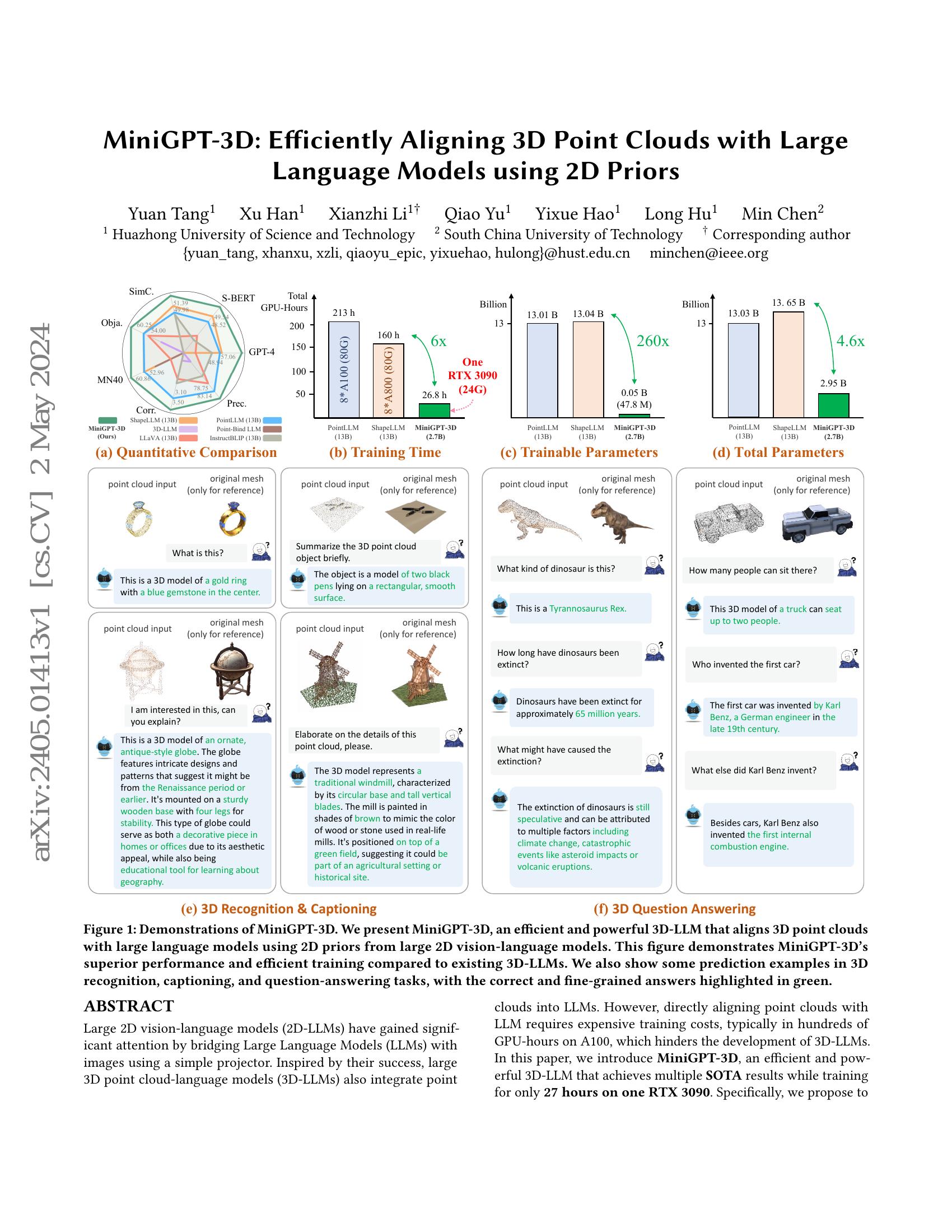 MiniGPT-3D: Efficiently Aligning 3D Point Clouds with Large Language Models using 2D Priors - 智源社区论文