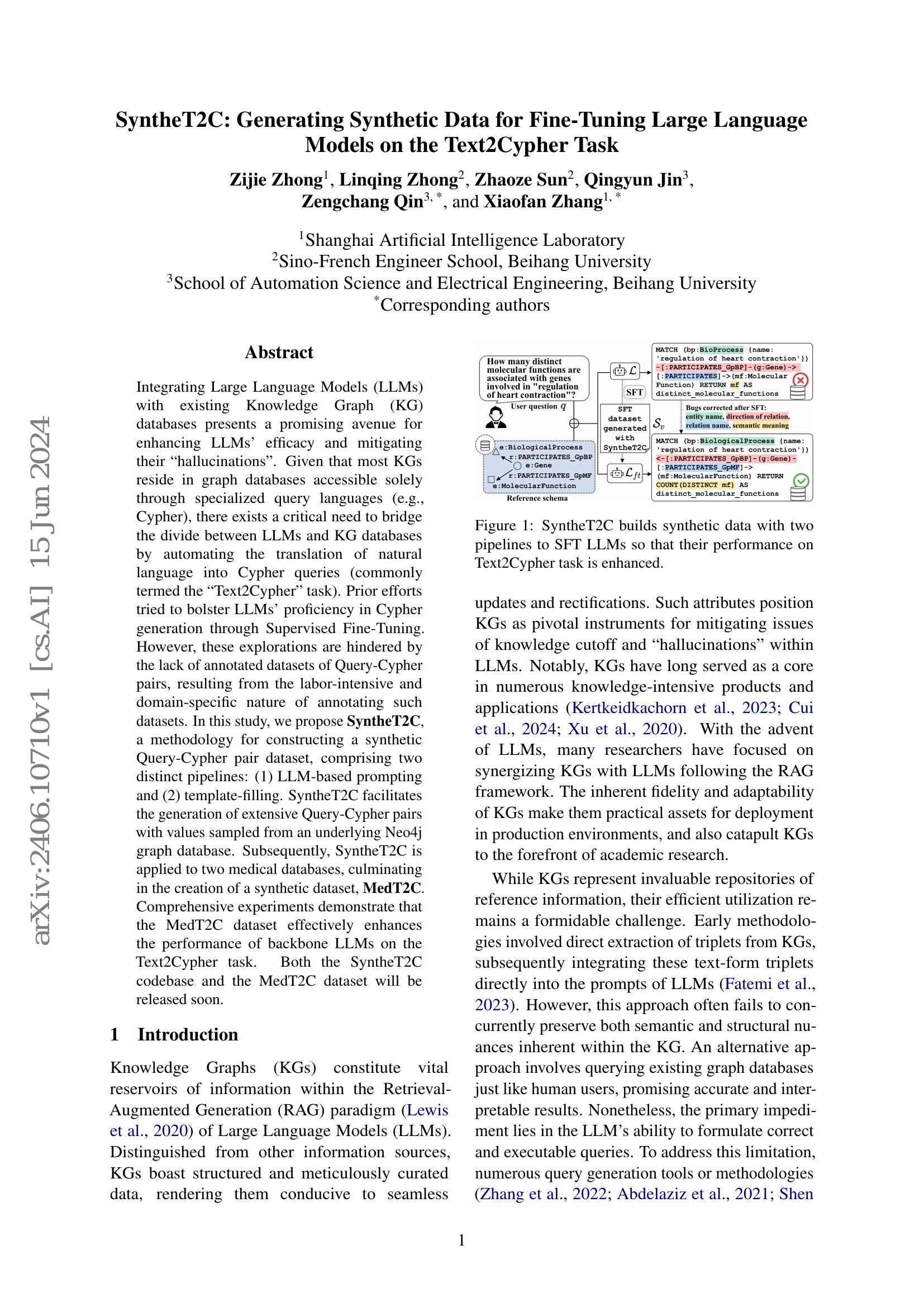 SyntheT2C: Generating Synthetic Data for Fine-Tuning Large Language Models on the Text2Cypher ...