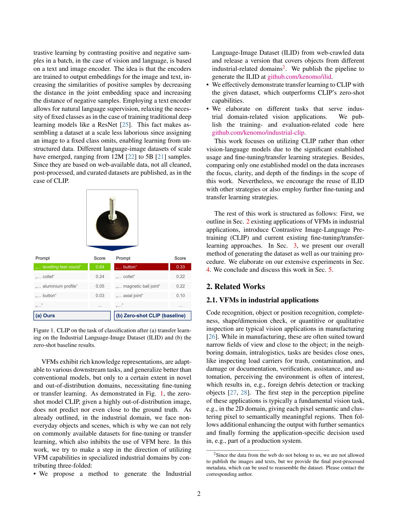 Industrial Language-Image Dataset (ILID): Adapting Vision Foundation ...