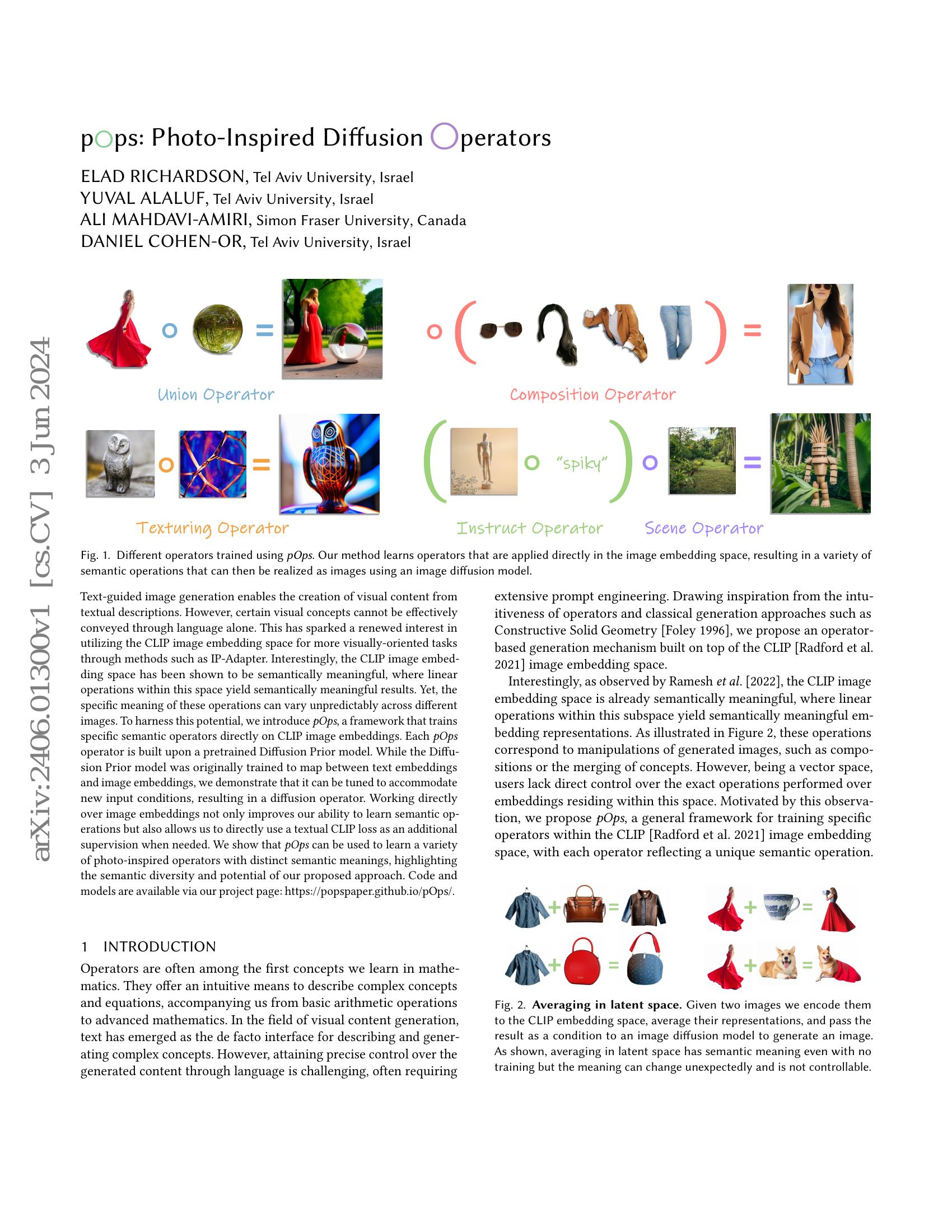 pOps: Photo-Inspired Diffusion Operators - 智源社区论文