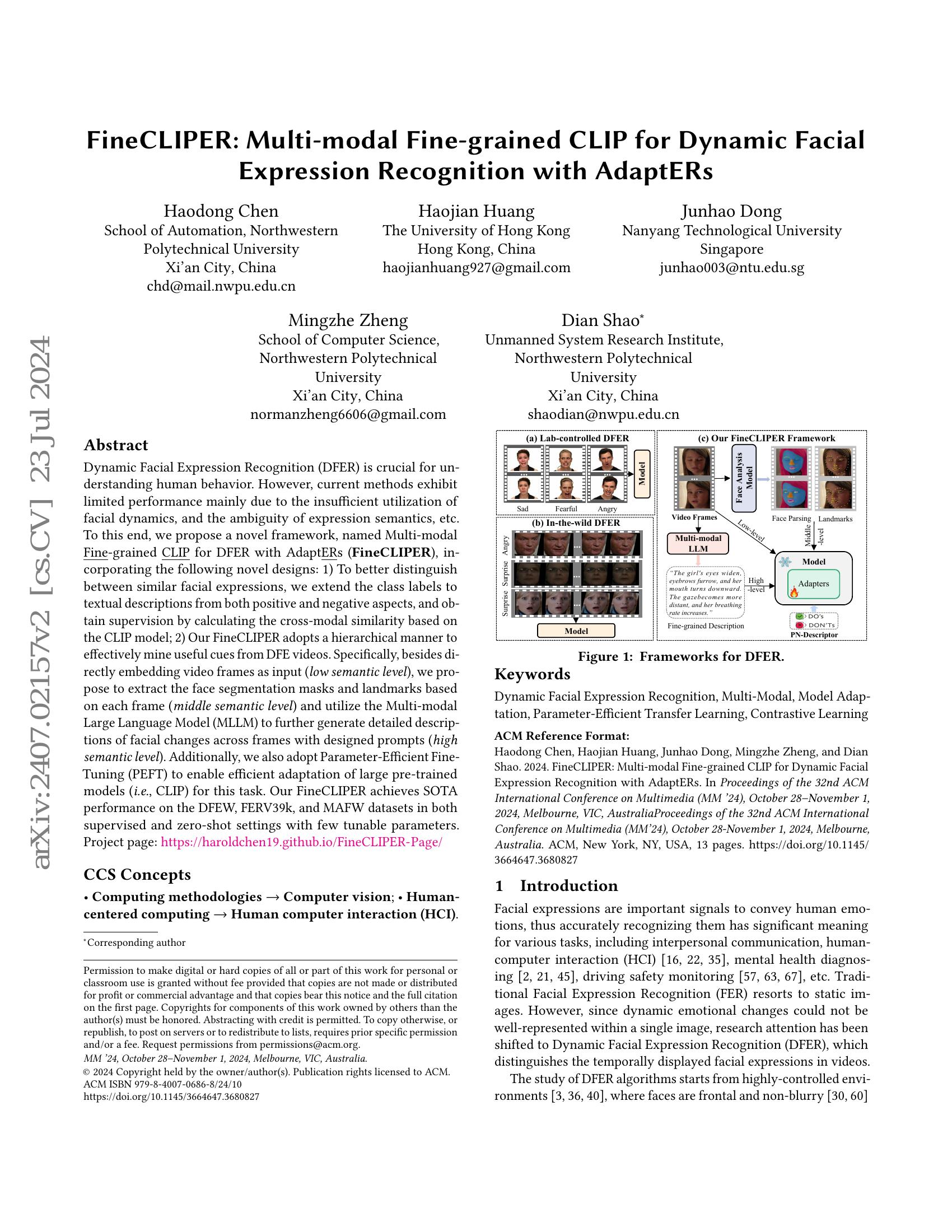 FineCLIPER: Multi-modal Fine-grained CLIP for Dynamic Facial Expression Recognition with ...