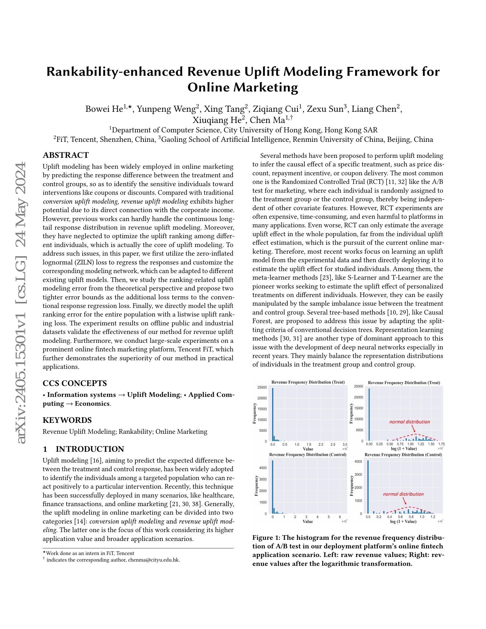 Rankability-enhanced Revenue Uplift Modeling Framework for Online ...