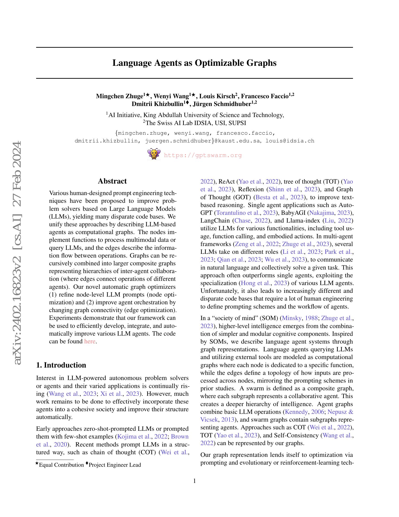Language Agents as Optimizable Graphs - 智源社区论文