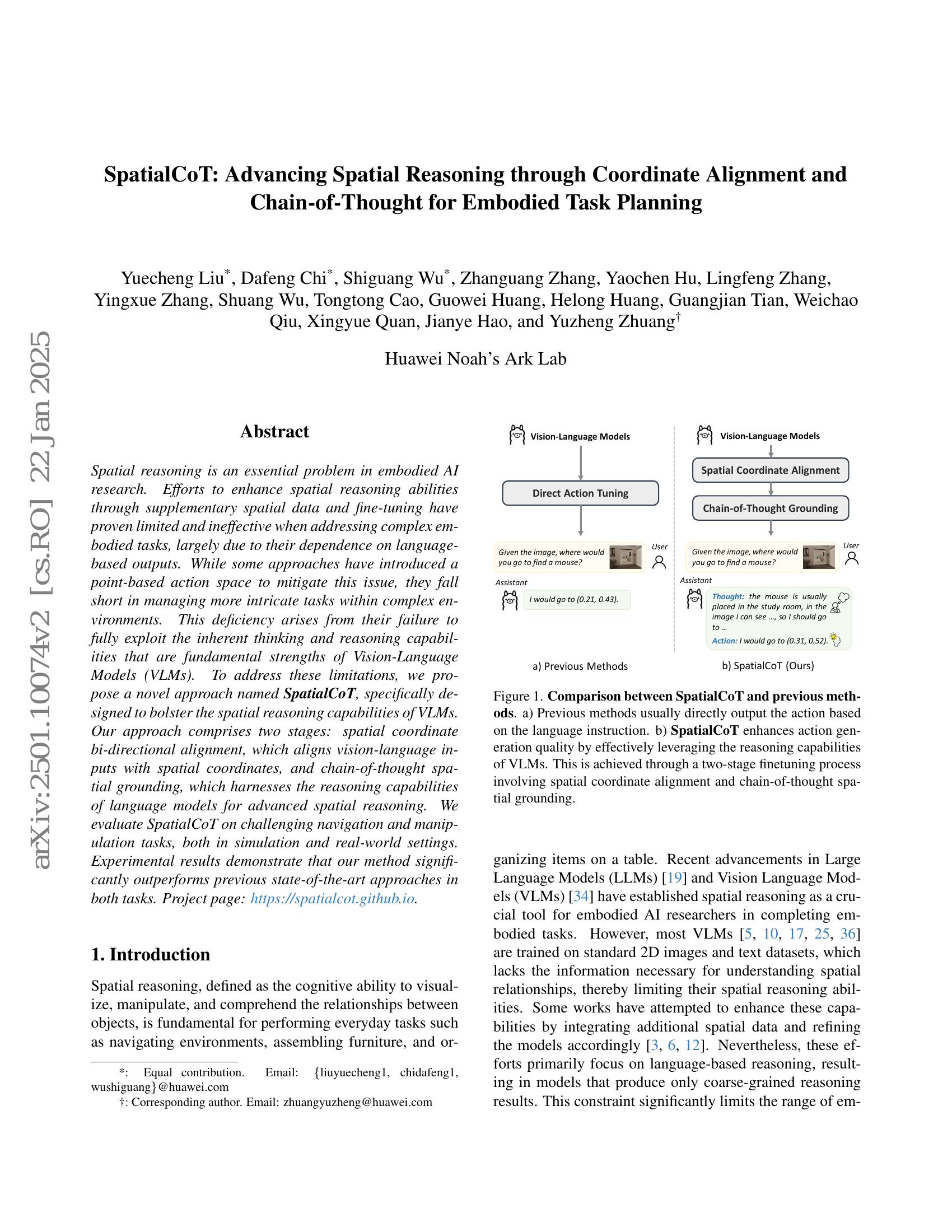 SpatialCoT: Advancing Spatial Reasoning through Coordinate Alignment and Chain-of-Thought for ...