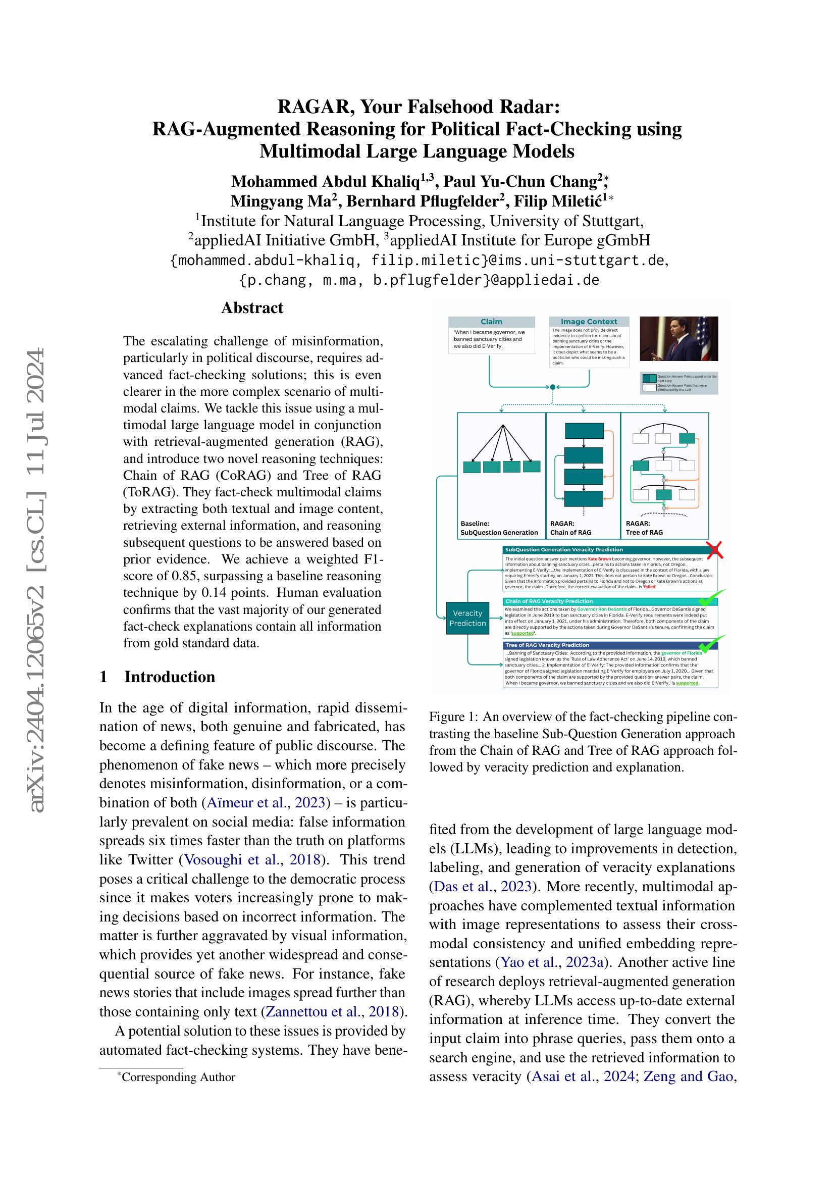 RAGAR, Your Falsehood Radar: RAG-Augmented Reasoning for Political Fact-Checking using ...