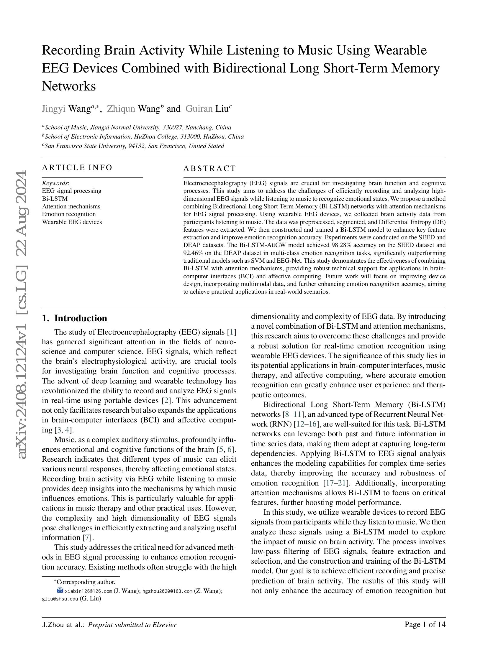 Recording Brain Activity While Listening to Music Using Wearable EEG ...