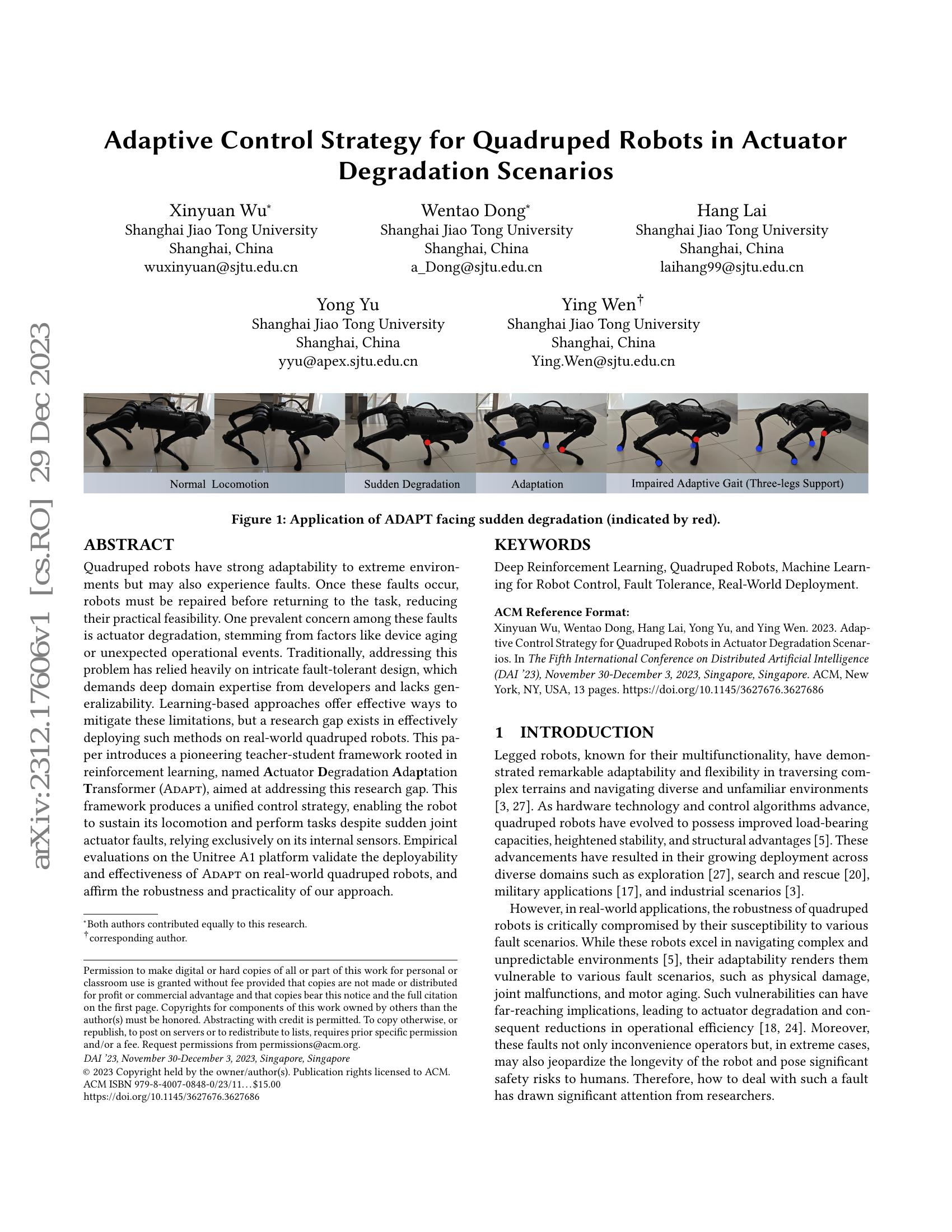 Adaptive Control Strategy for Quadruped Robots in Actuator Degradation ...
