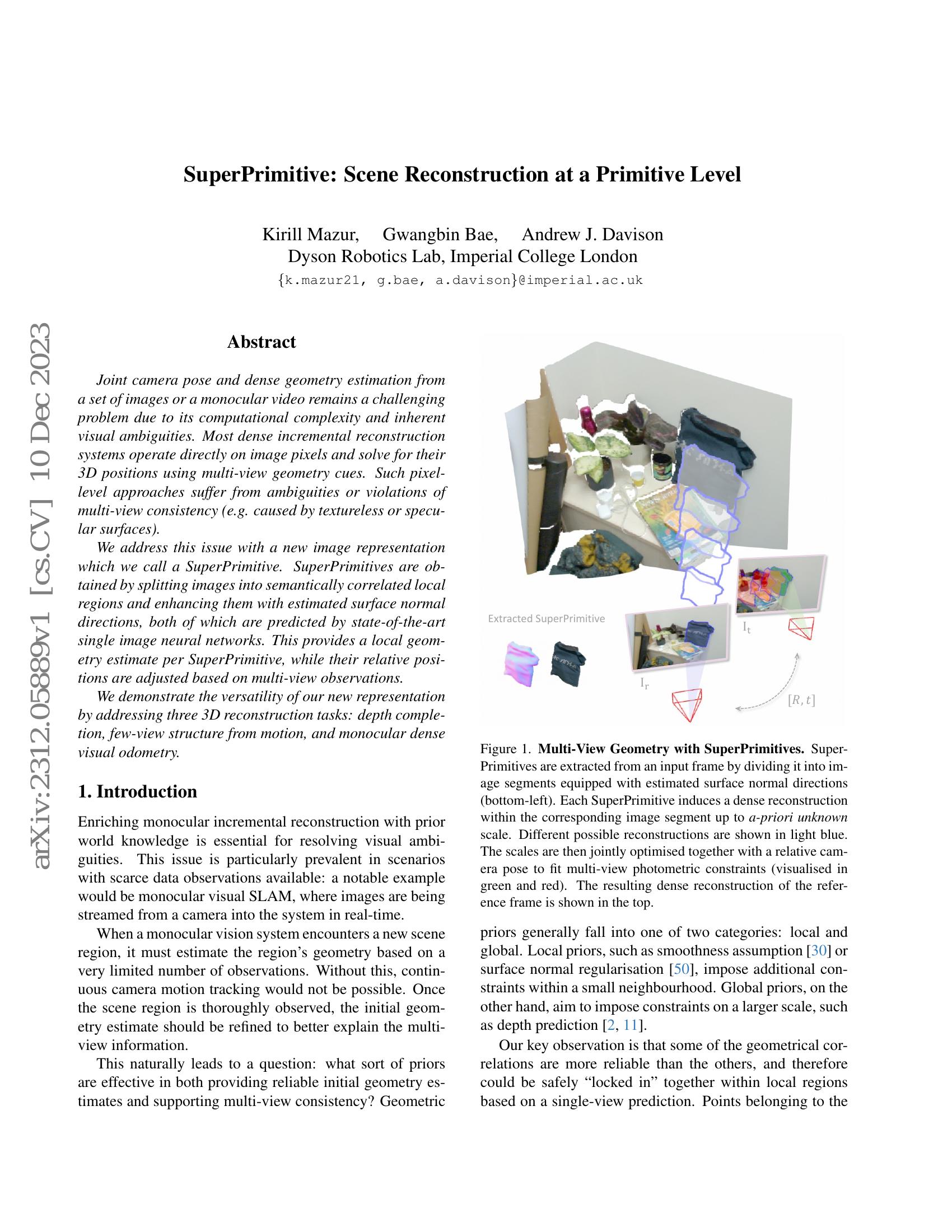 SuperPrimitive: Scene Reconstruction at a Primitive Level - 智源社区论文