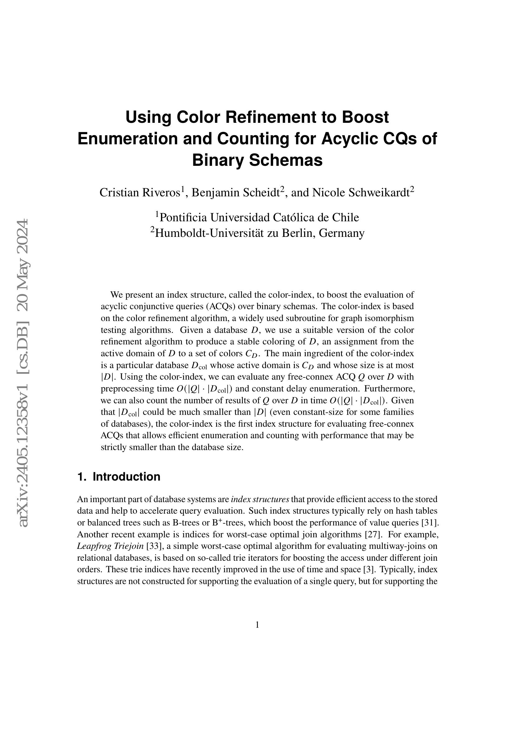 Using Color Refinement to Boost Enumeration and Counting for Acyclic ...