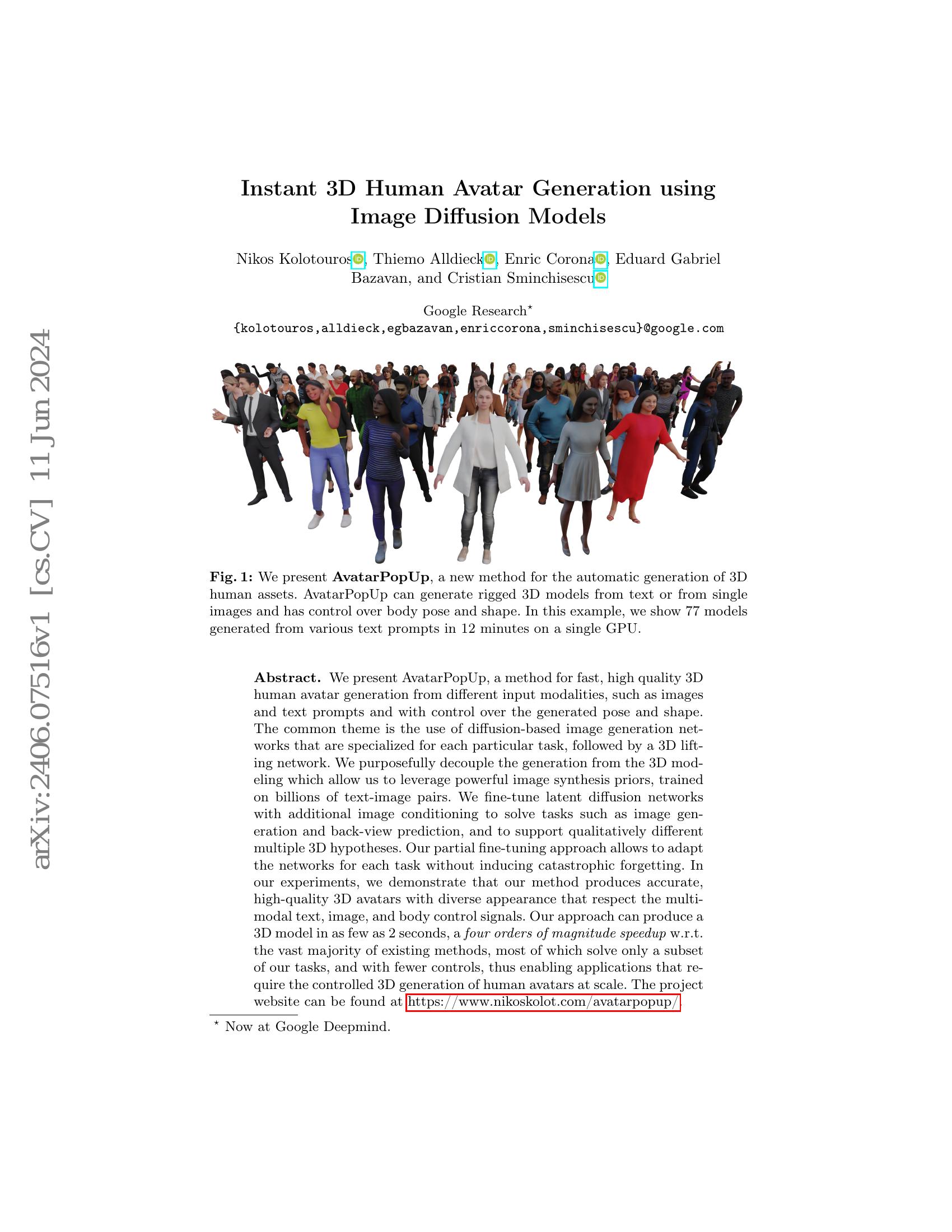 Instant 3D Human Avatar Generation using Image Diffusion Models - 智源社区论文