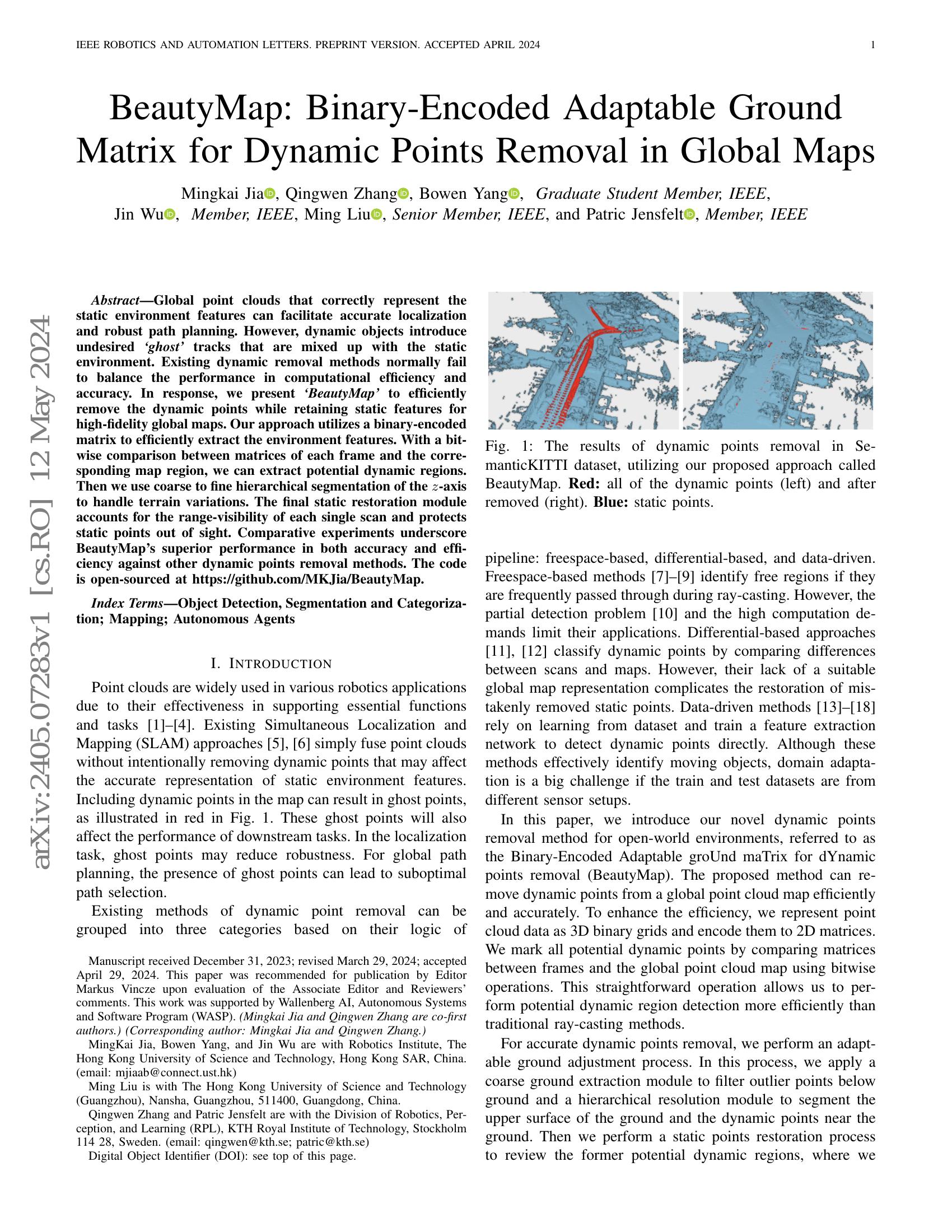 BeautyMap: Binary-Encoded Adaptable Ground Matrix for Dynamic Points Removal in Global Maps - 智源社区论文