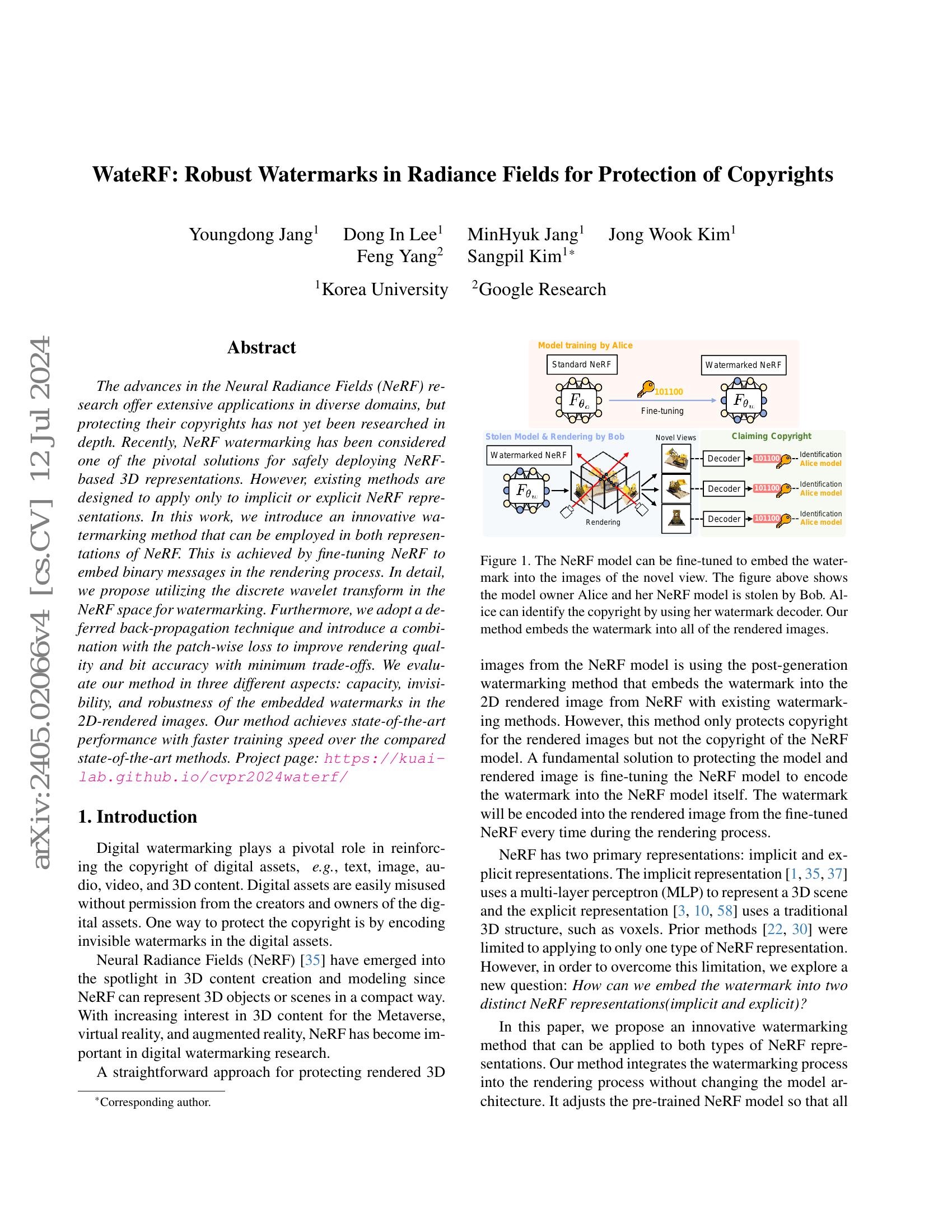 WateRF: Robust Watermarks in Radiance Fields for Protection of ...