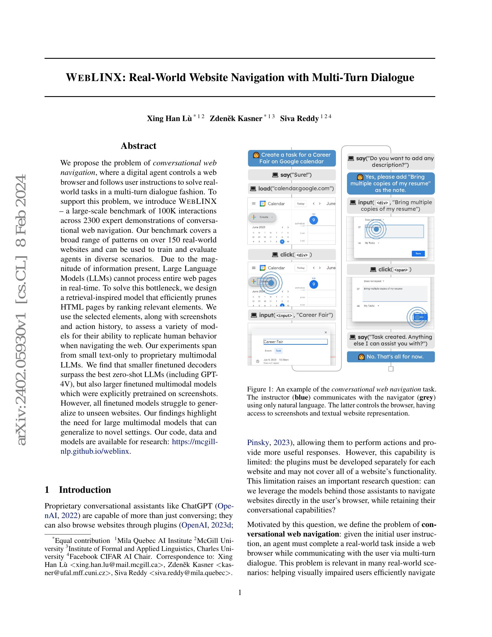 WebLINX: Real-World Website Navigation with Multi-Turn Dialogue - 智源社区论文