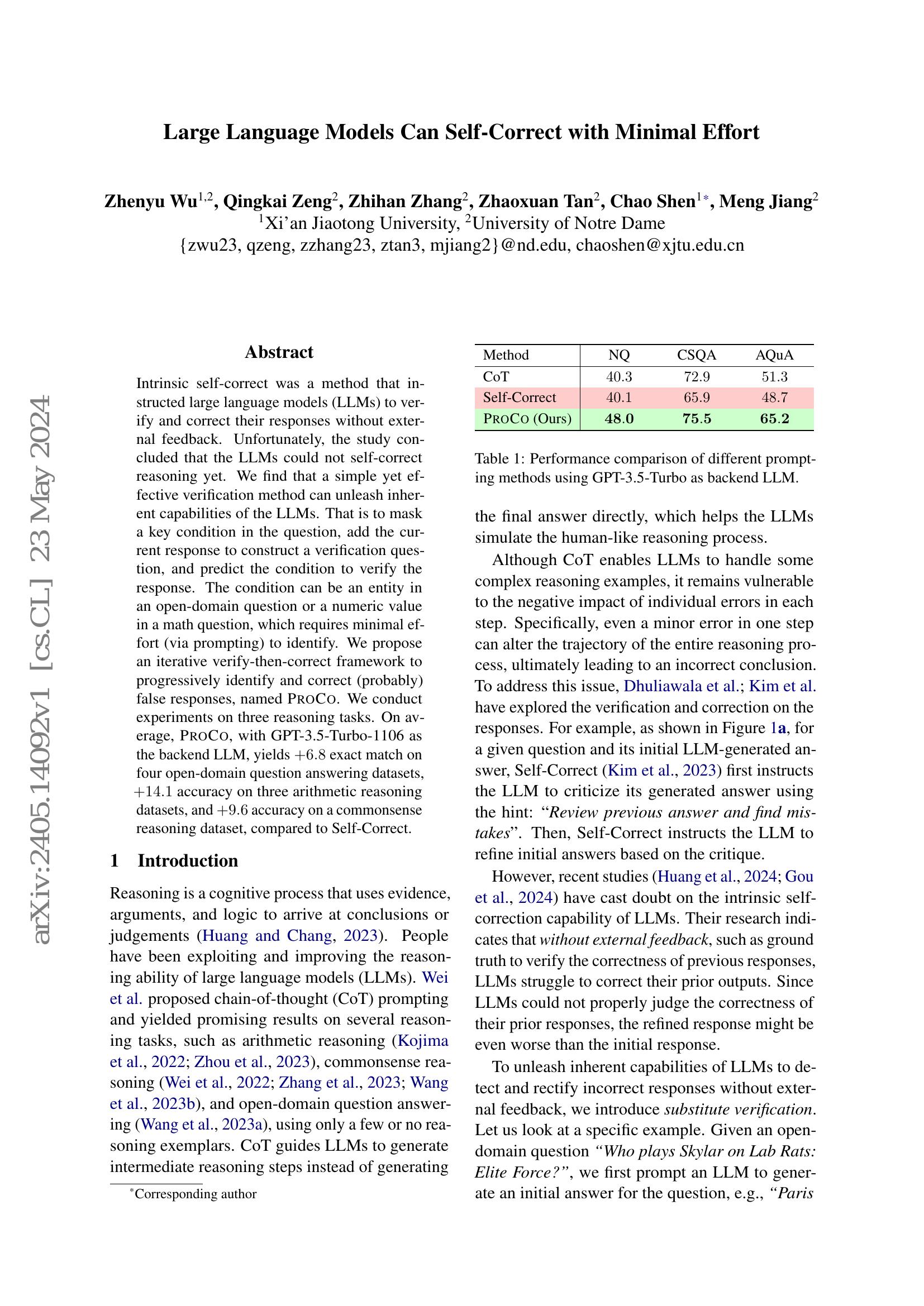 Large Language Models Can Self-Correct with Minimal Effort - 智源社区论文