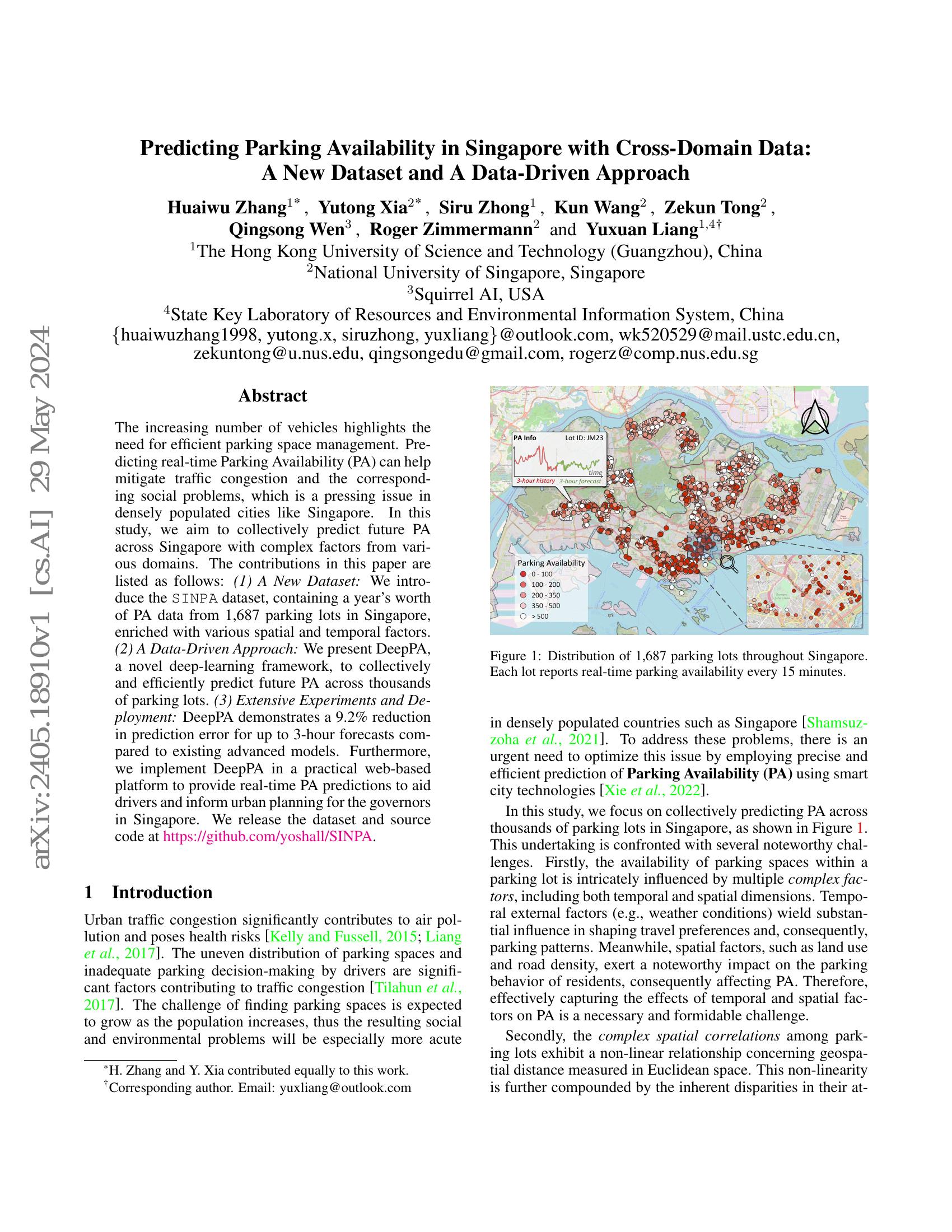 Predicting Parking Availability in Singapore with Cross-Domain Data: A ...