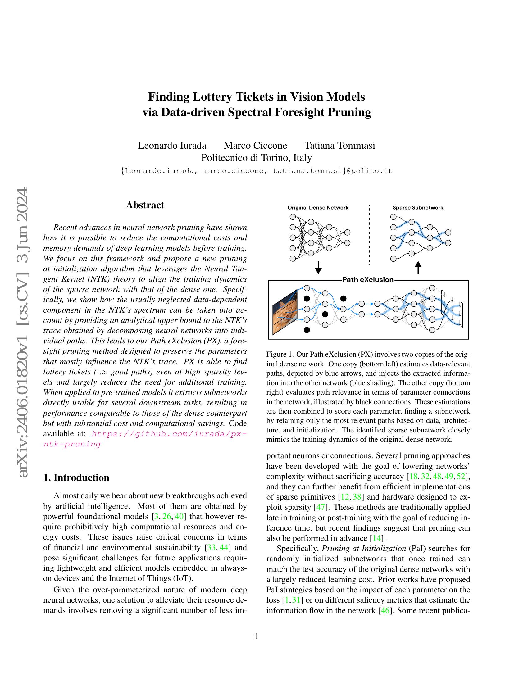 Finding Lottery Tickets in Vision Models via Data-driven Spectral Foresight Pruning - 智源社区论文