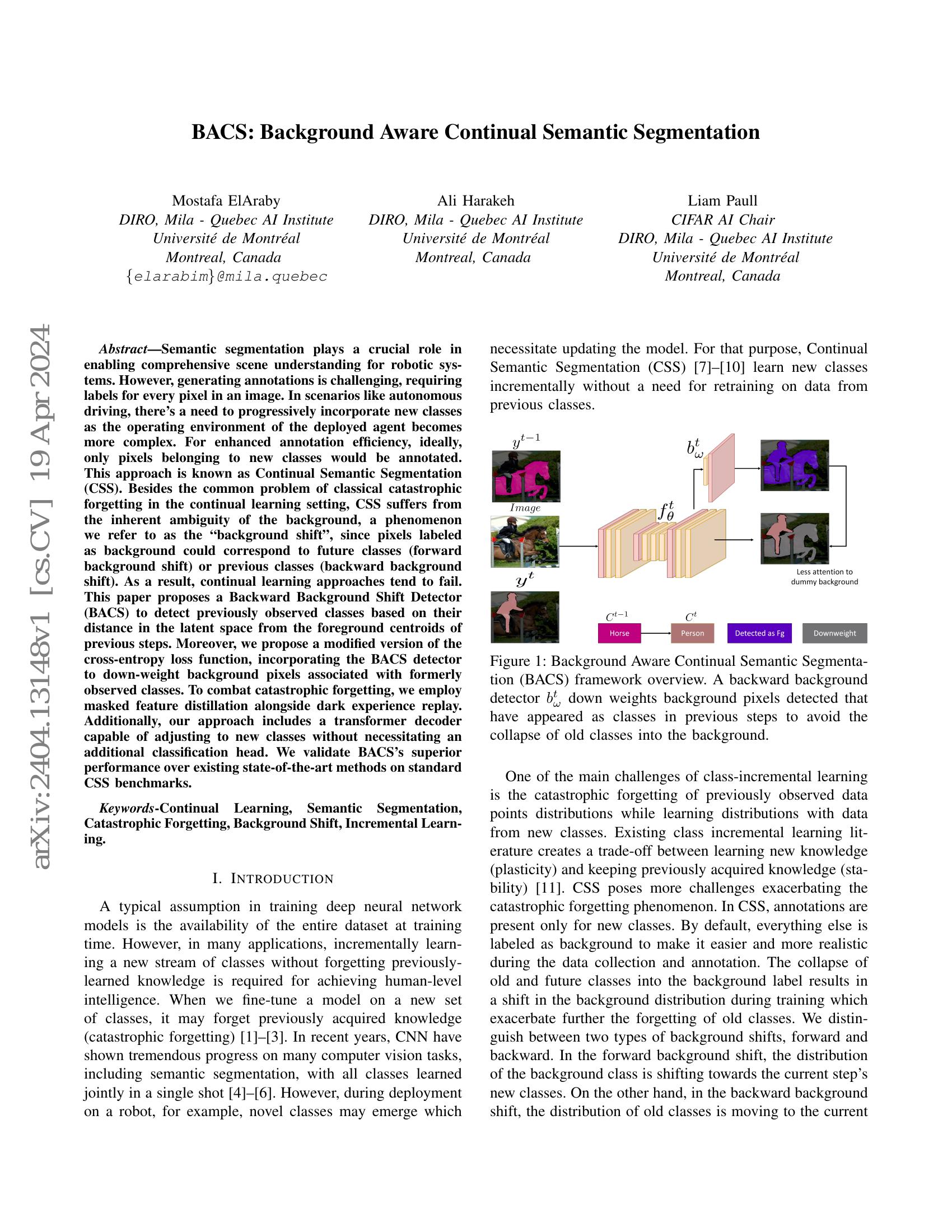 BACS: Background Aware Continual Semantic Segmentation - 智源社区论文