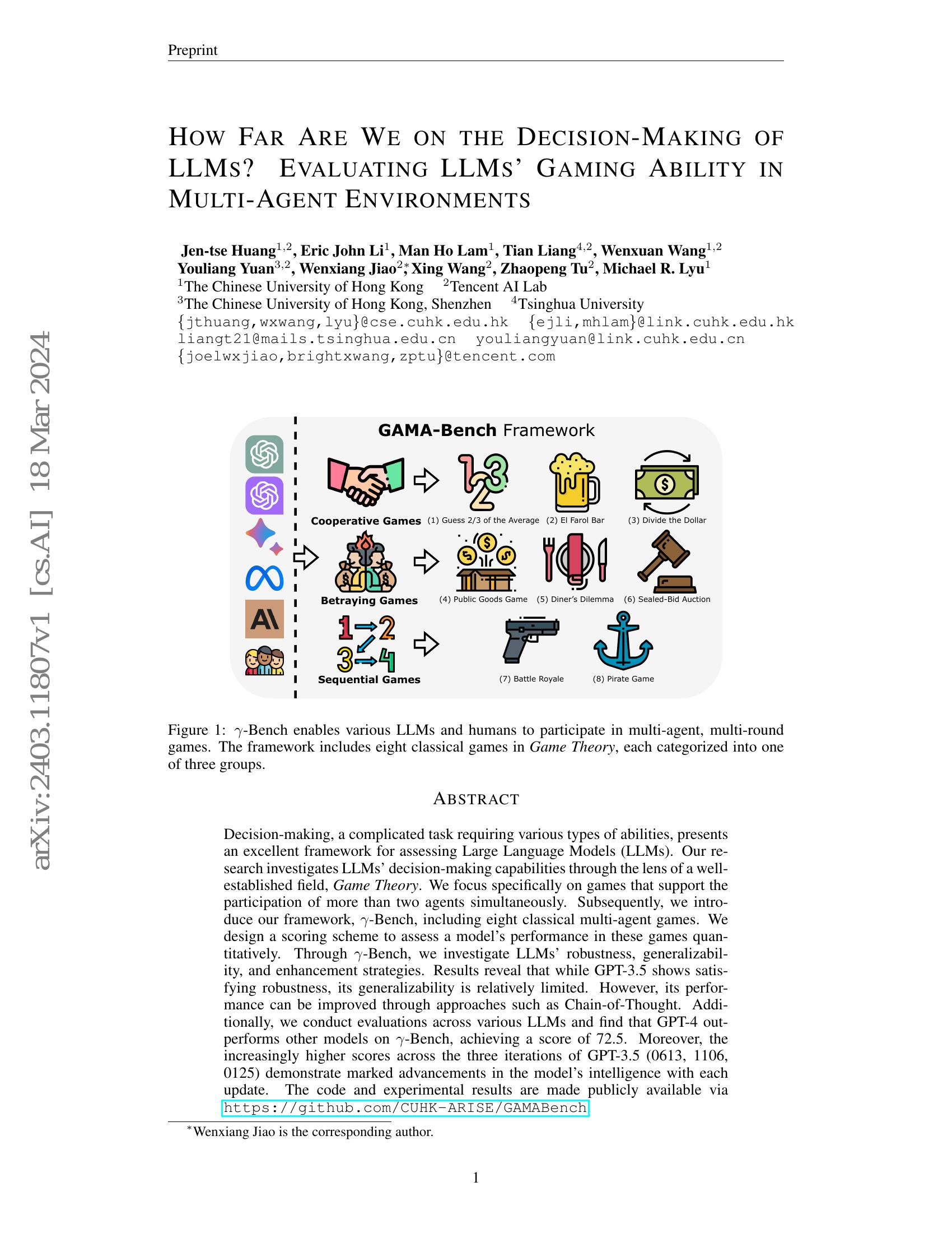 How Far Are We on the Decision-Making of LLMs? Evaluating LLMs' Gaming ...